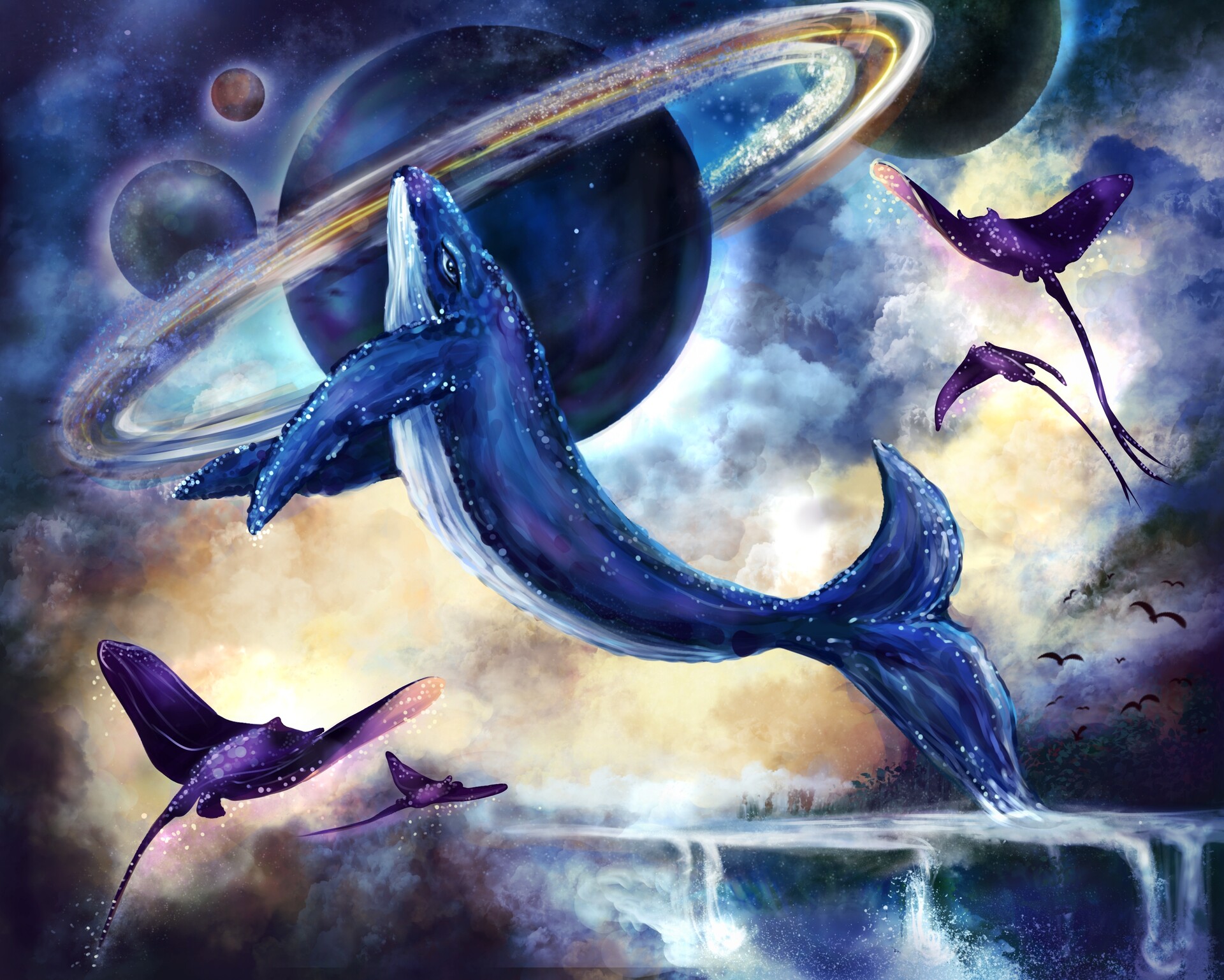 ArtStation - COVER FOR A BOOK ABOUT CELESTIAL WHALES