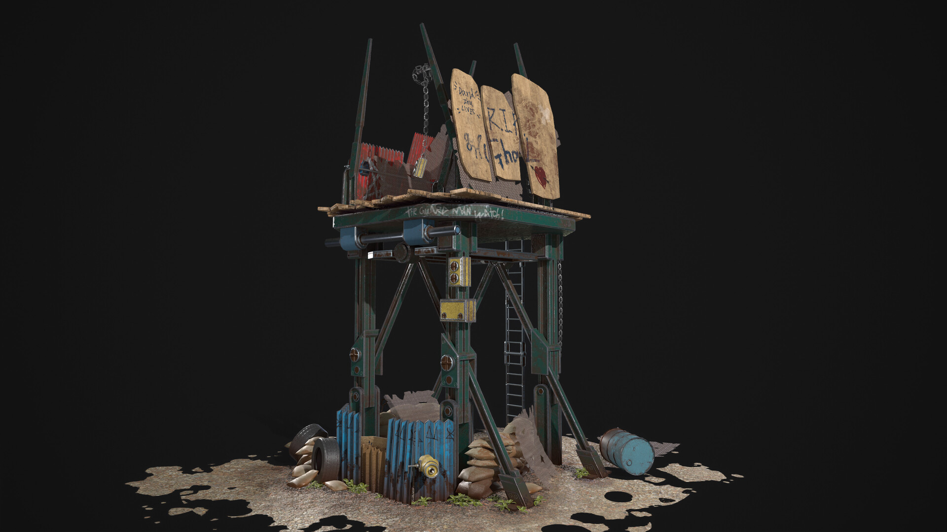 ArtStation - Post-apocalyptic and Fallout style Guard tower
