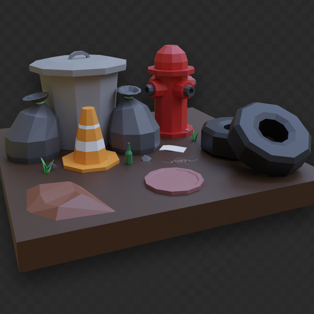 ArtStation - Low Poly Street Assets