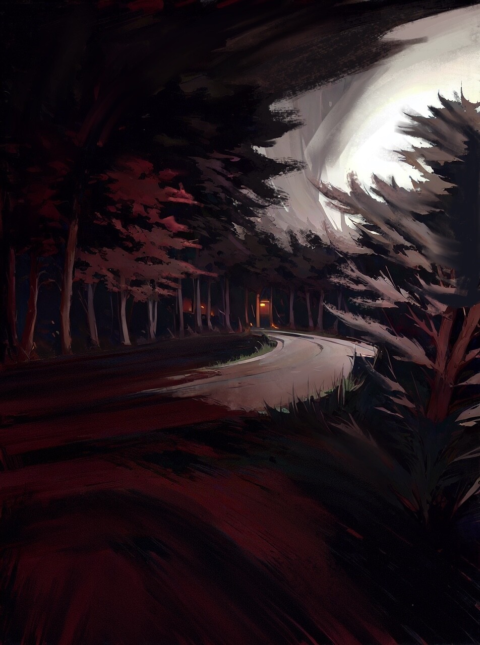 ArtStation - Road at night