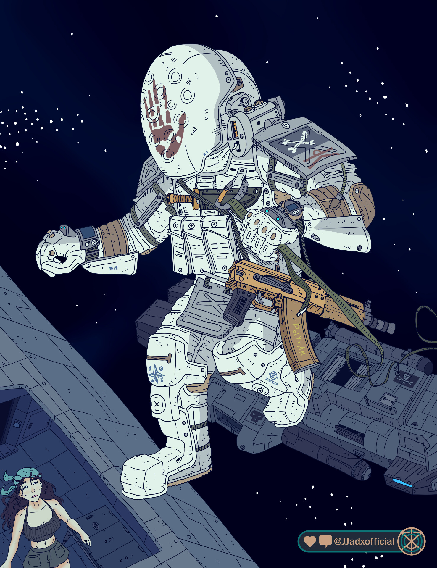 ArtStation - Astronaut, zero G Space pirate raid.