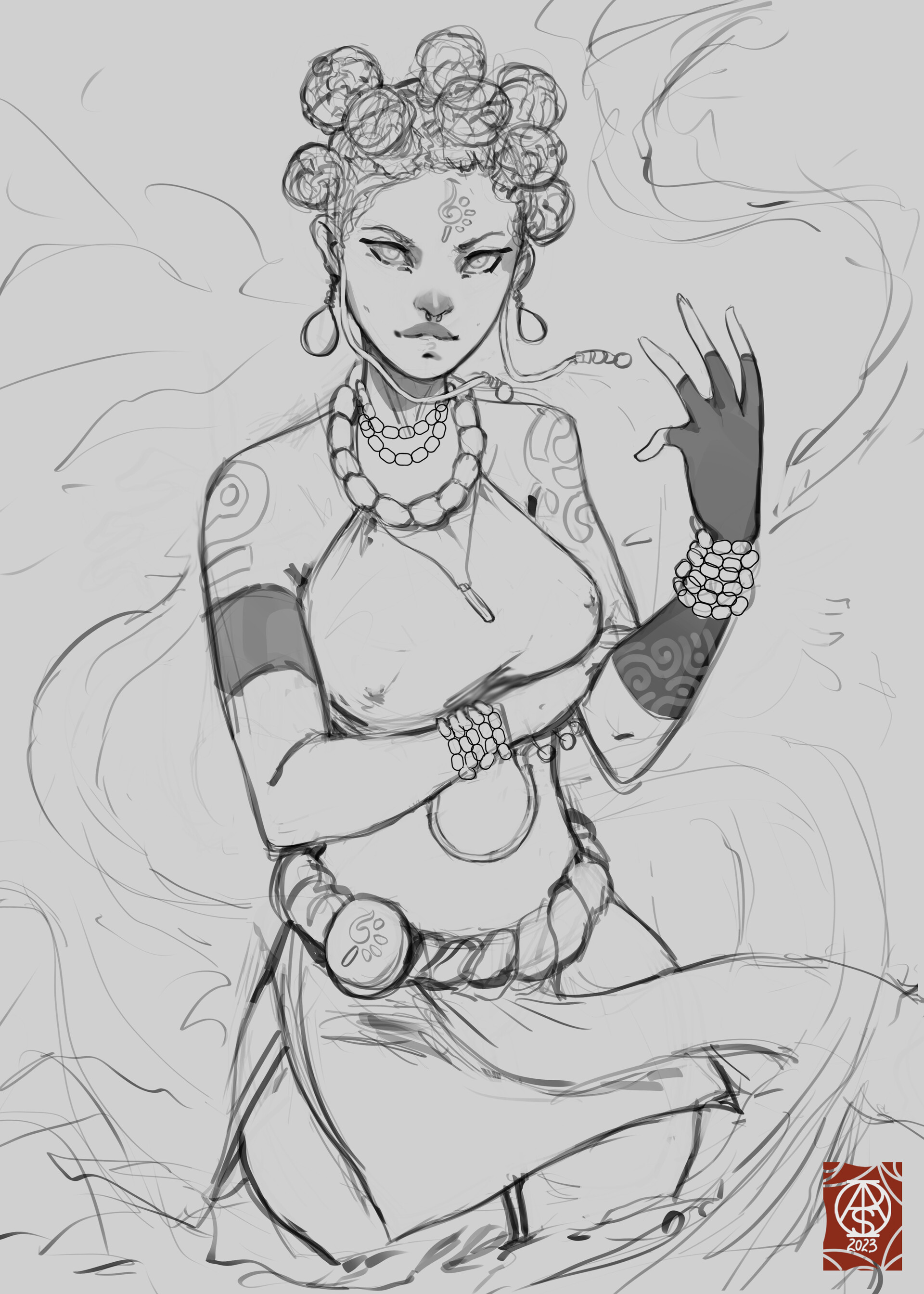 how to draw a water god