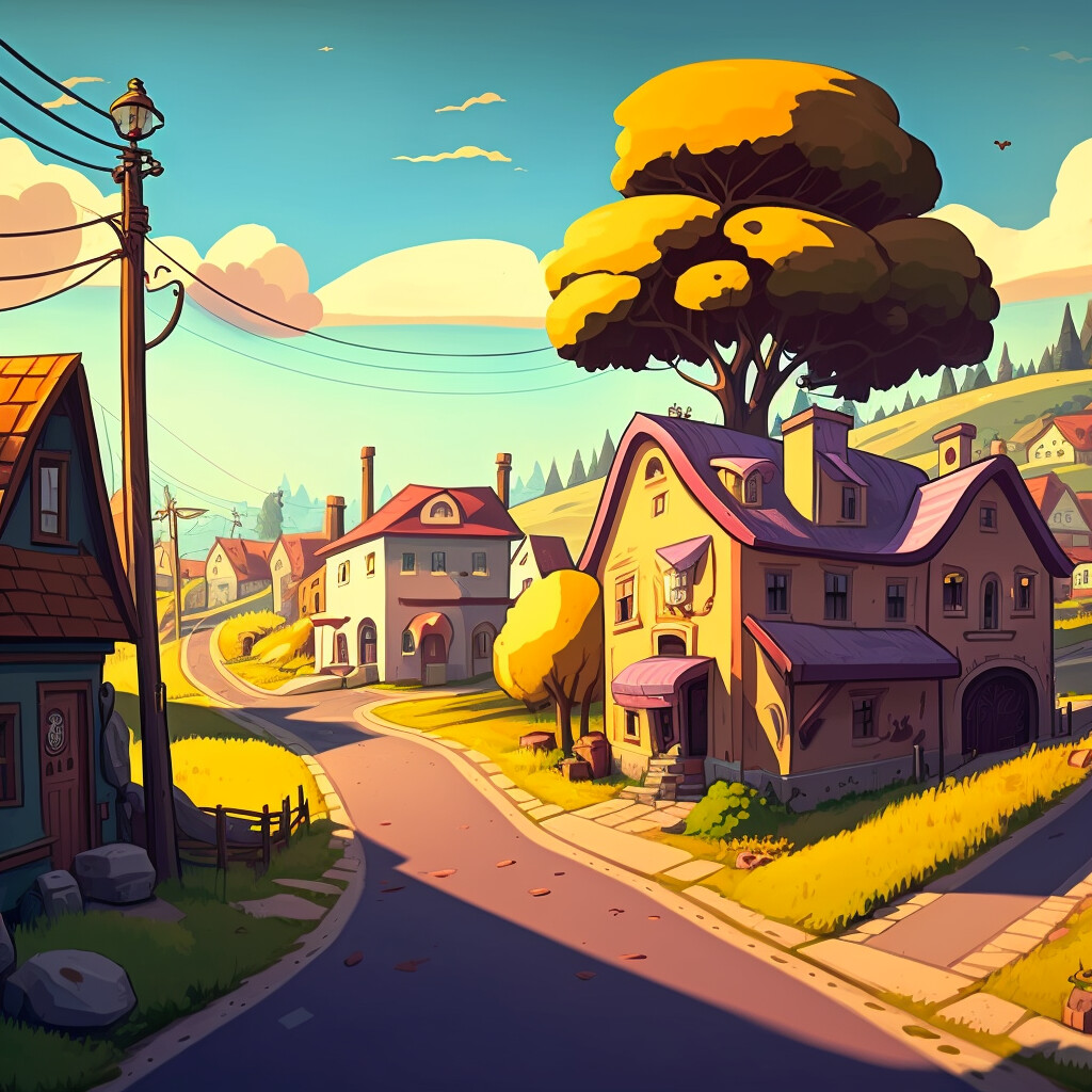 ArtStation - Cartoon-style Country/Cityscape: A Playful Painting with ...