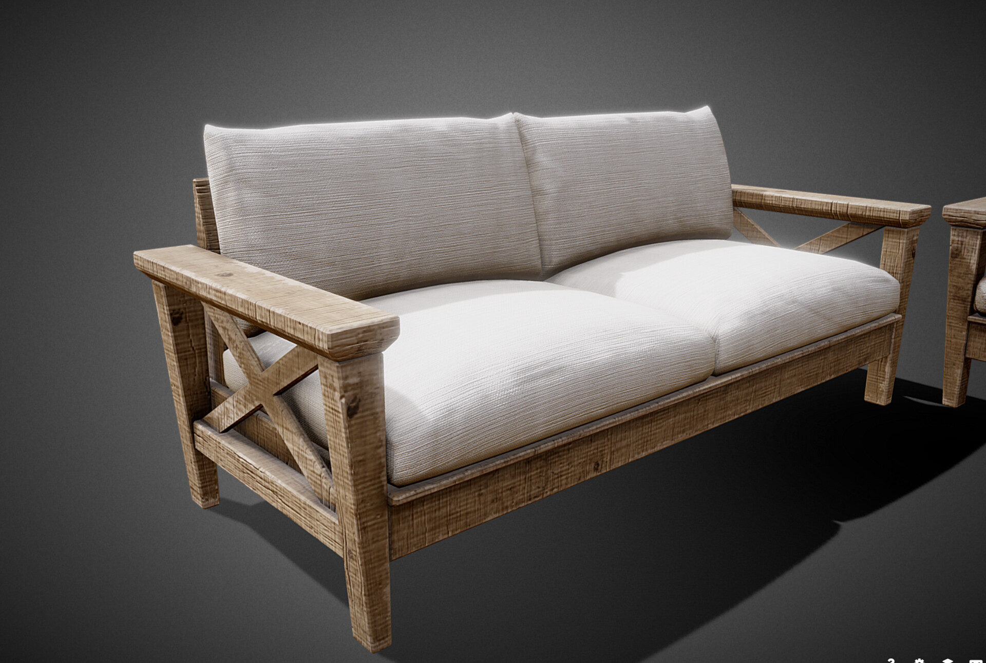 colin merrick portfolio - Wood Sofa with Fabric Cushions