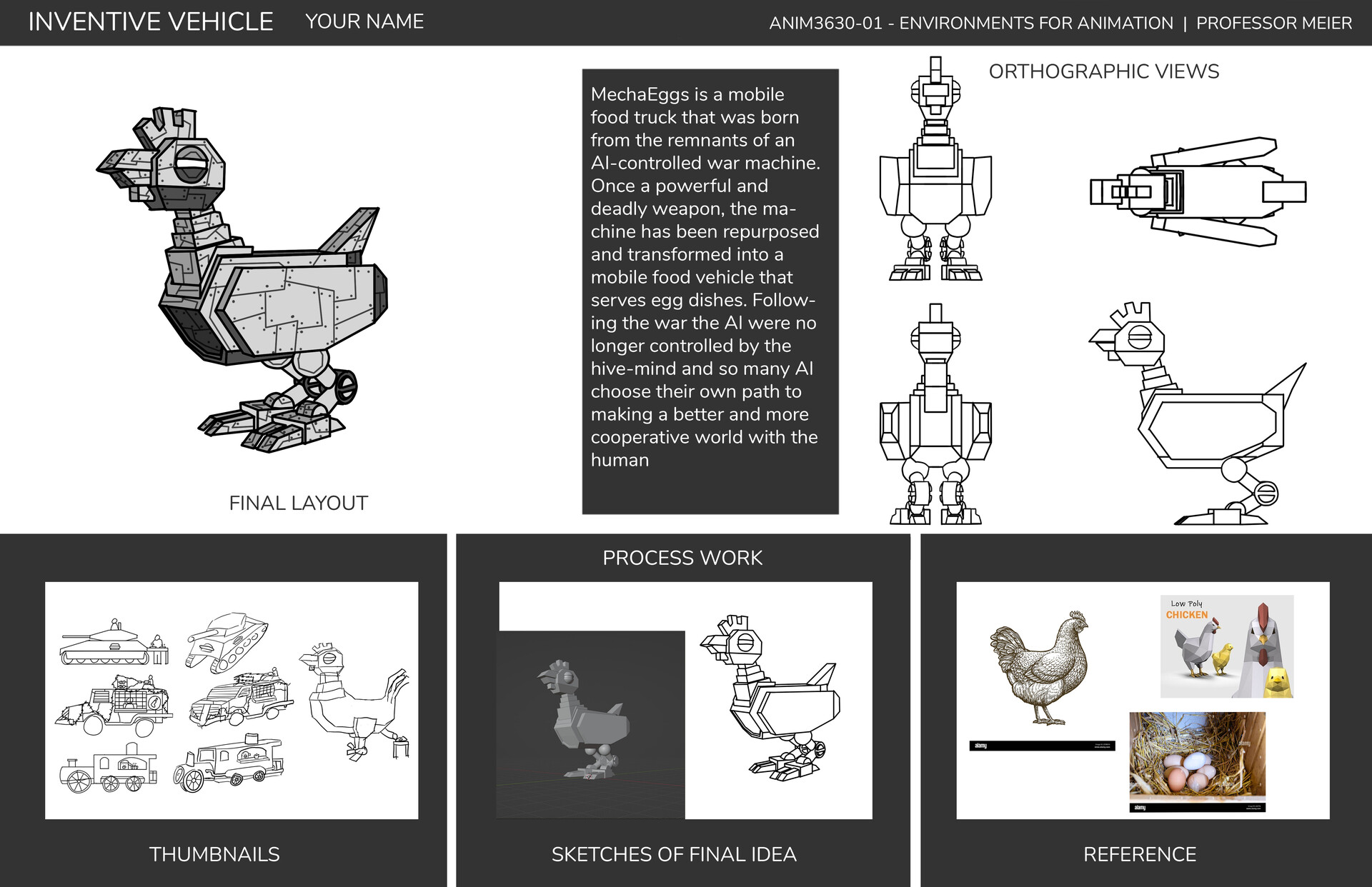 Jordan Dorsey - Mecha Chicken Texturing, concepting and modeling