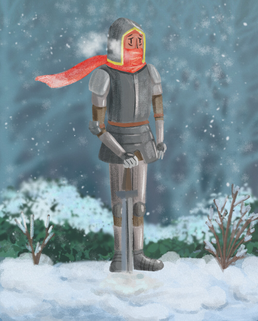 ArtStation - A knight in the winter