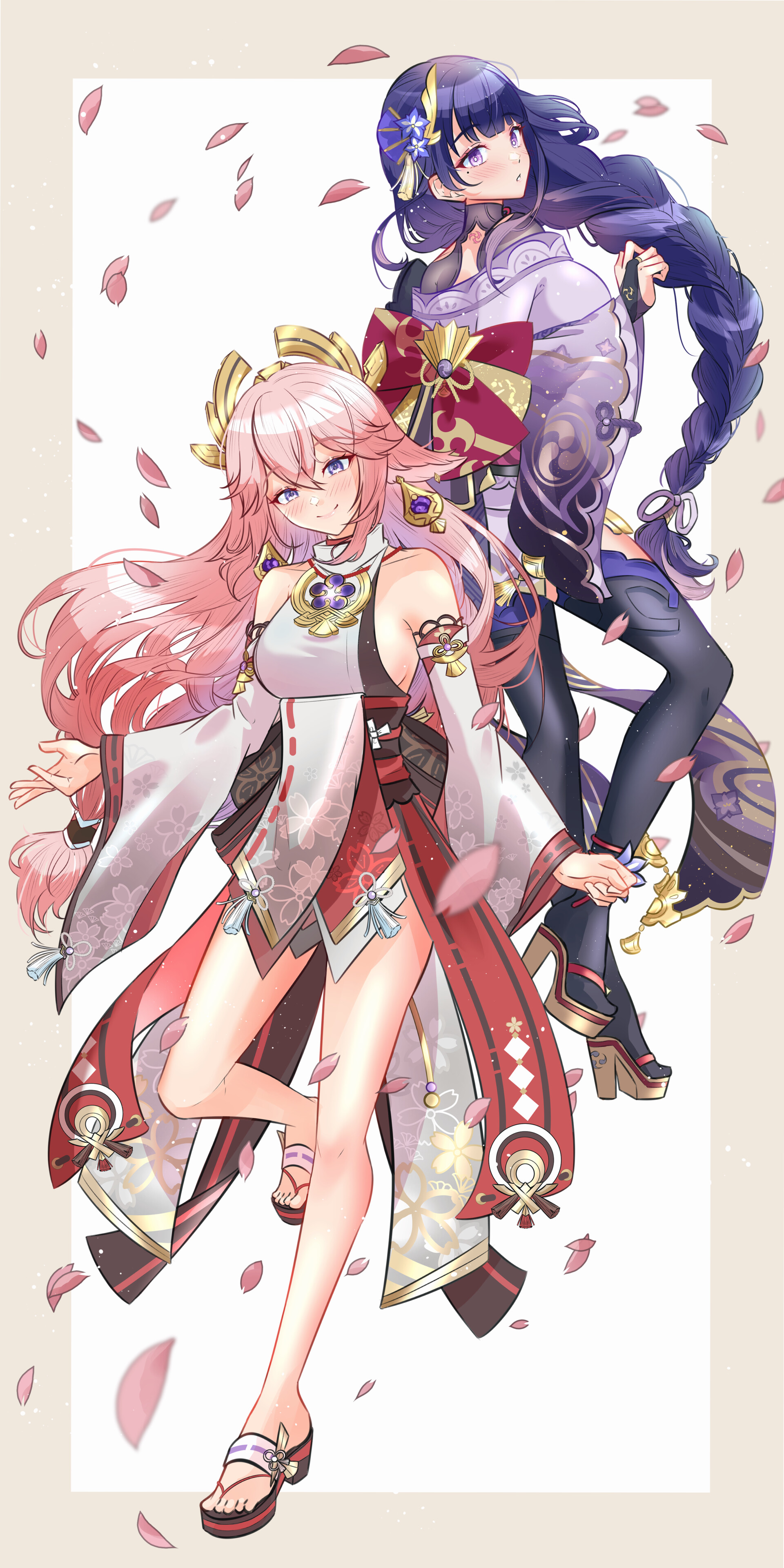 Meisaki Yae Miko And Ei Banner Illustration