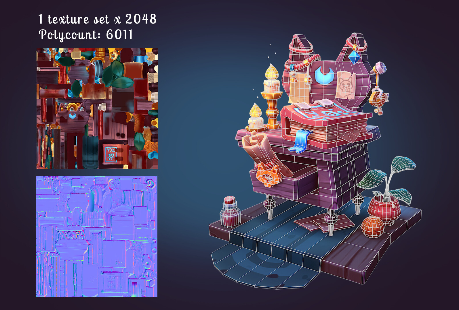 Lesly Gomez - Cat Wizard Table - 3D artwork from concept