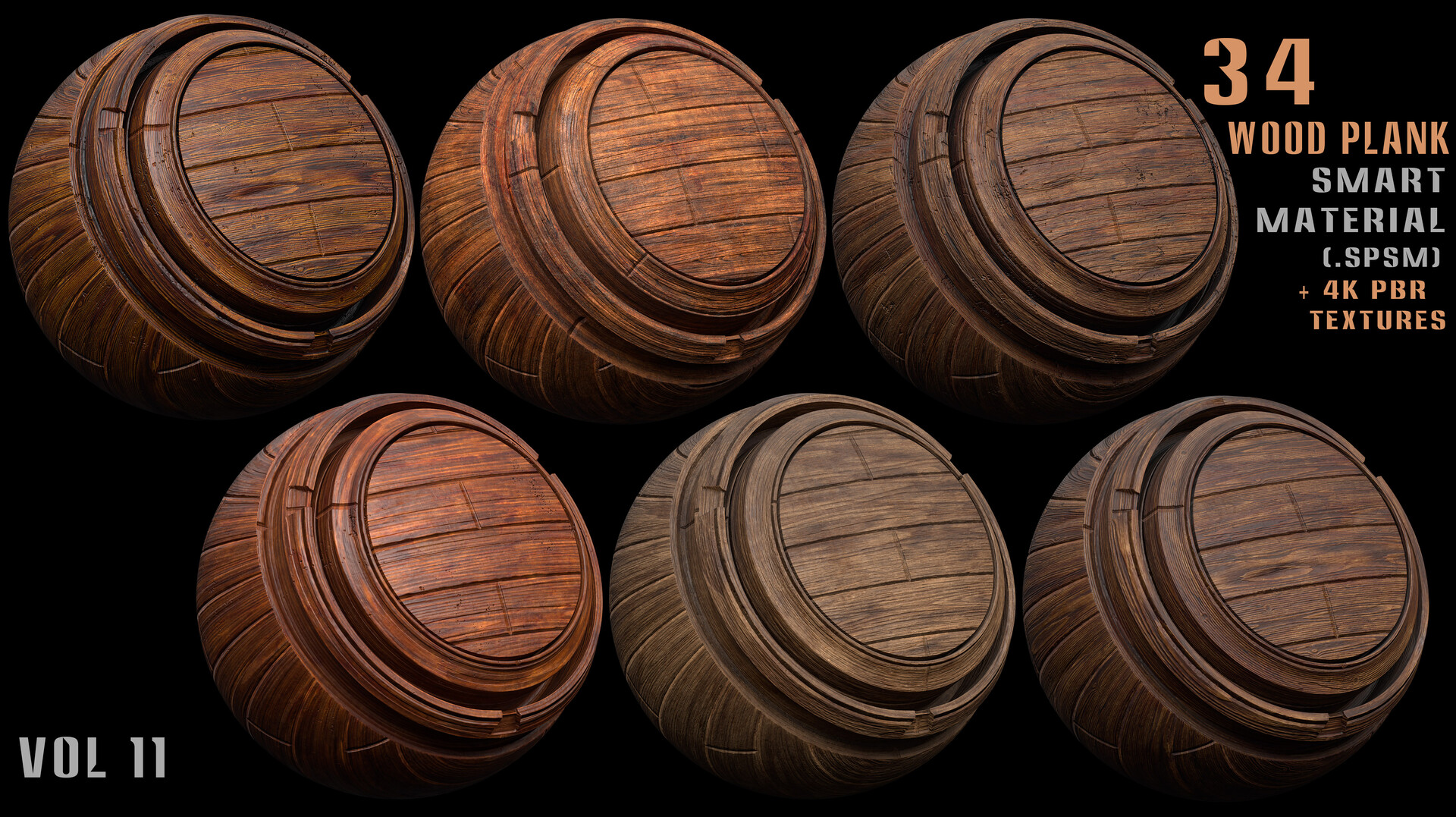 Mona Ghafourian - 34 Wood plank smart material + 4k PBR textures - Vol 11