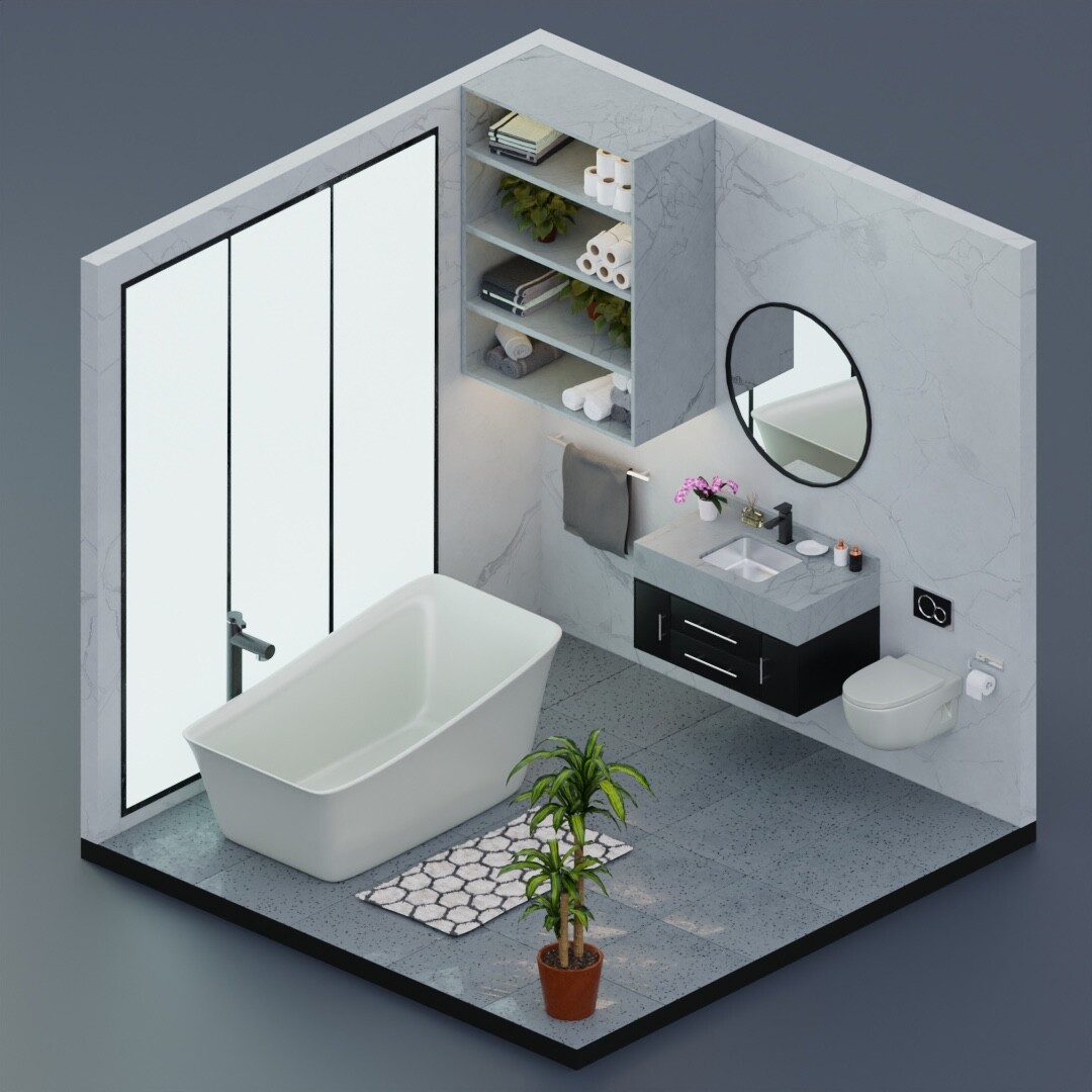 ArtStation - Isometric low poly toilet