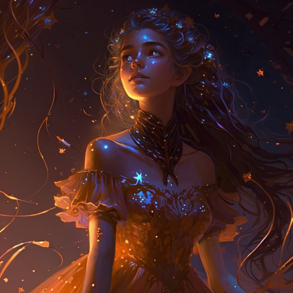 ArtStation - Stellar Enchantress: The Celestial Goddess in a Flowing Gown 5