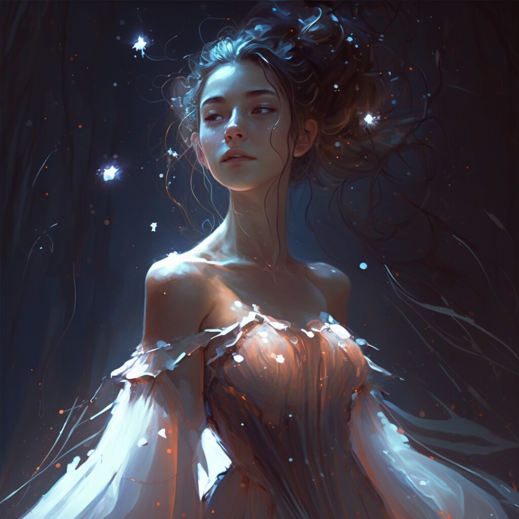 ArtStation - Stellar Enchantress: The Celestial Goddess in a Flowing Gown 6