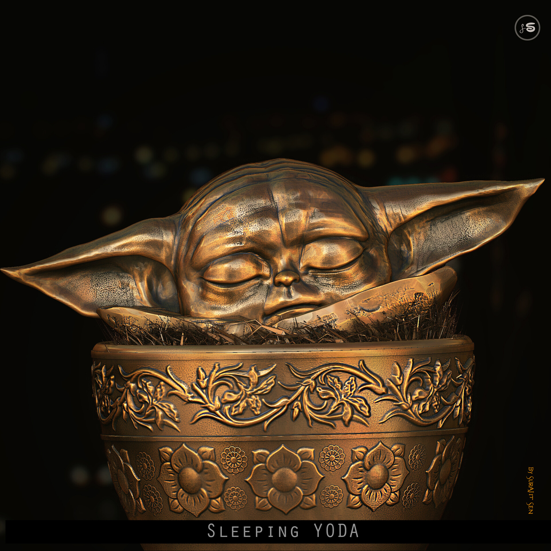 ArtStation - Sleeping Yoda – Digital Sculpture by Surajit Sen