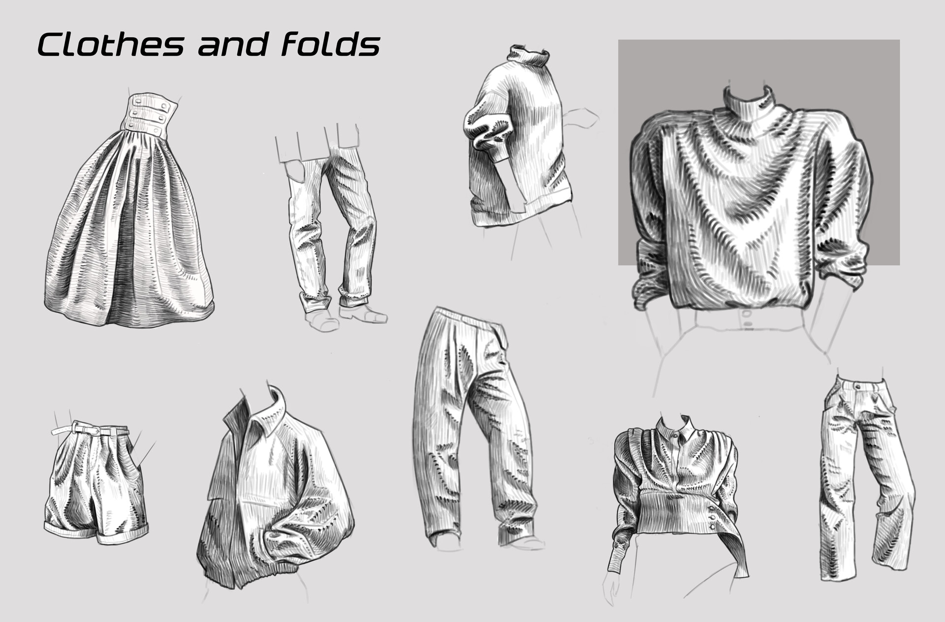 ArtStation - Clothes and drapery sketches