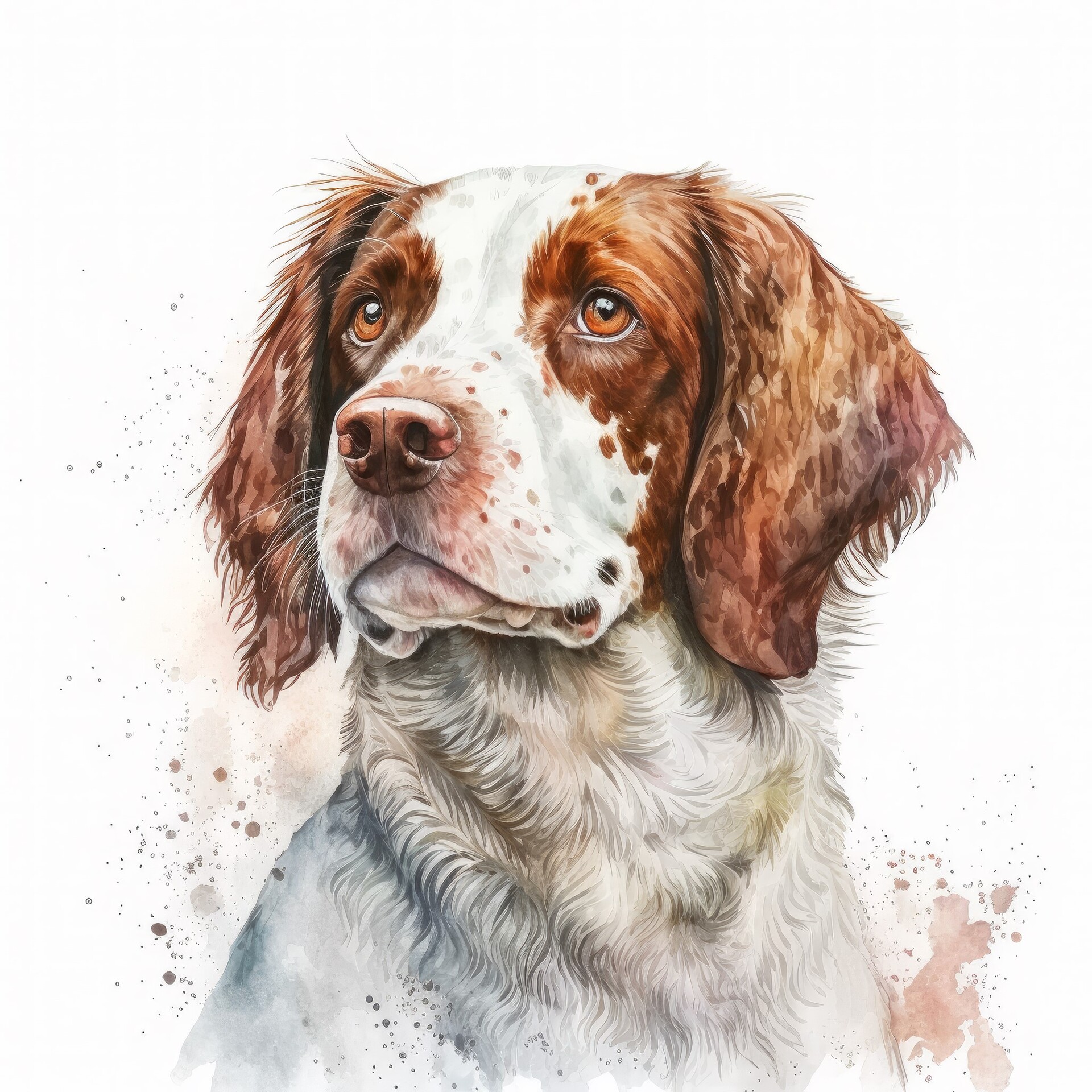 ArtStation - Brittany Dog Portrait Watercolor Painting