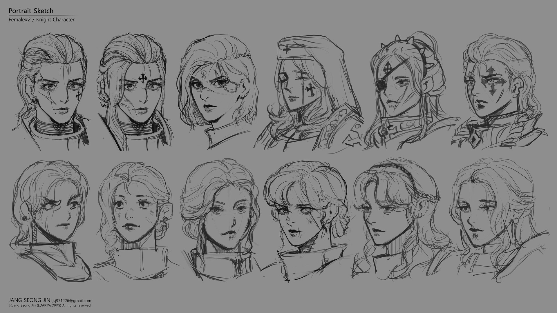 Jang Seong Jin - Character Design: Portraits (Sketch)