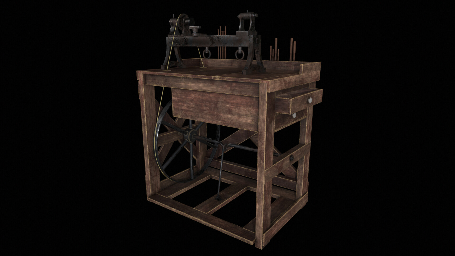 ArtStation - Antique Woodworker's Lathe