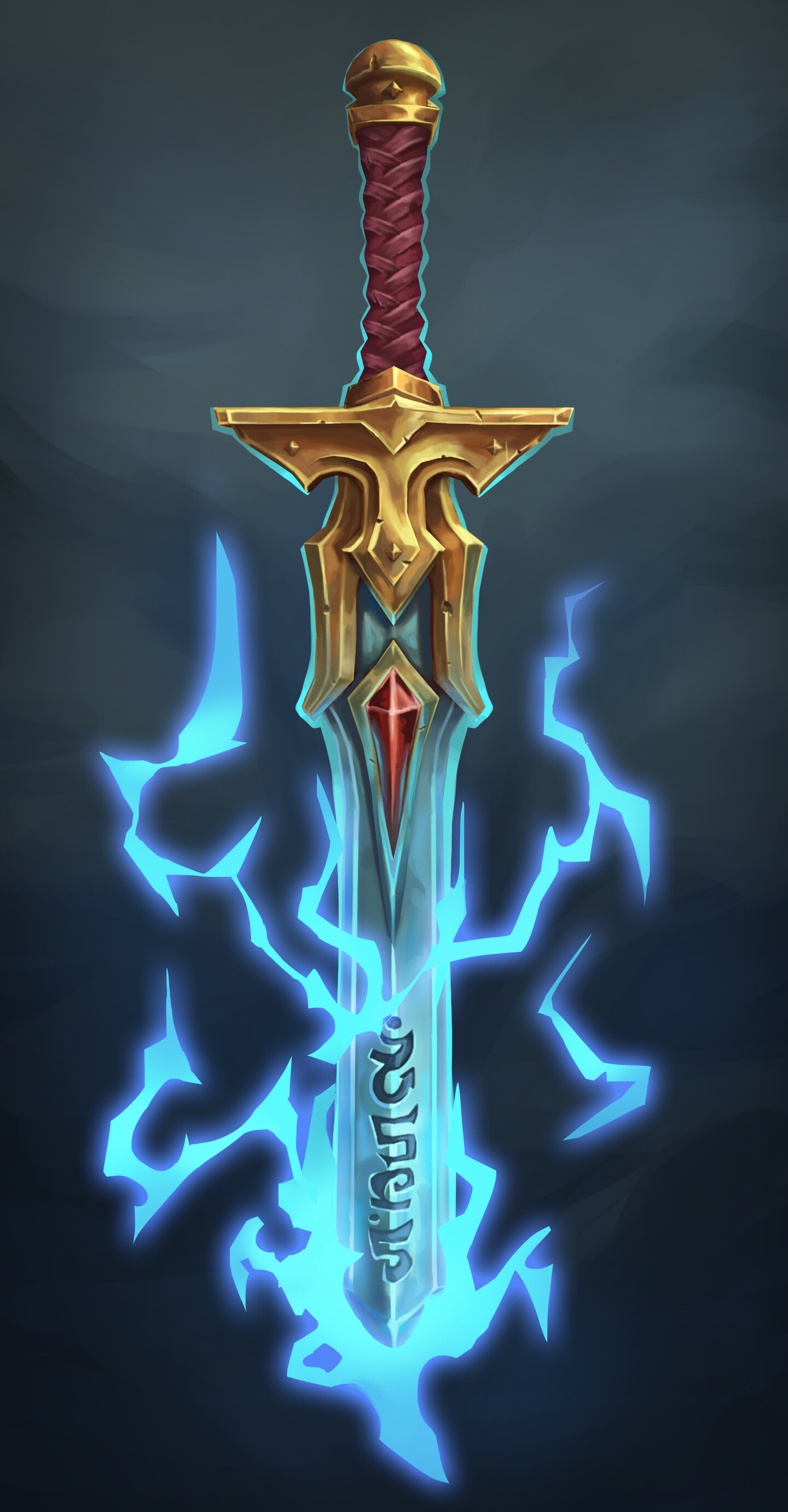 how to draw a lightning sword