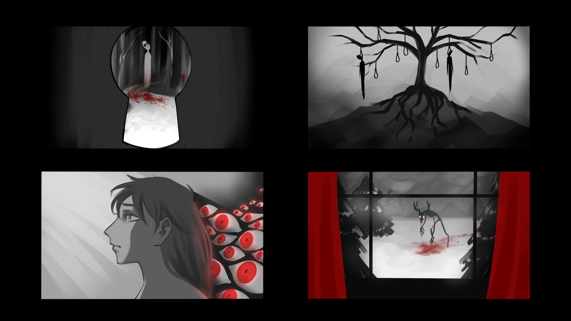 ArtStation - Thumbnails for horror group project