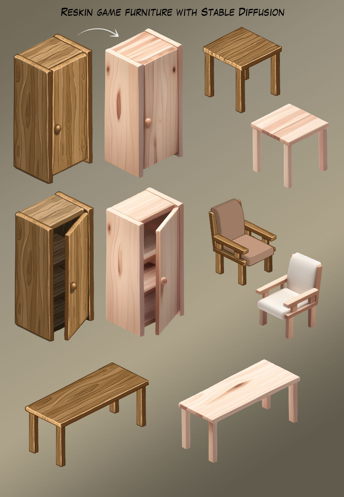 ArtStation - Reskin game furniture with Stable Diffusion