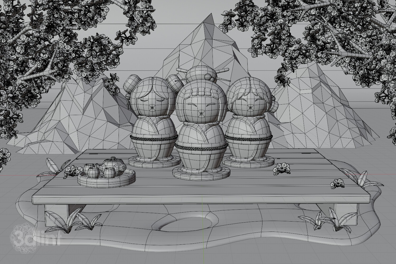 Verica Hupe (3dlint) - Kokeshi Dolls (Blender 3D)