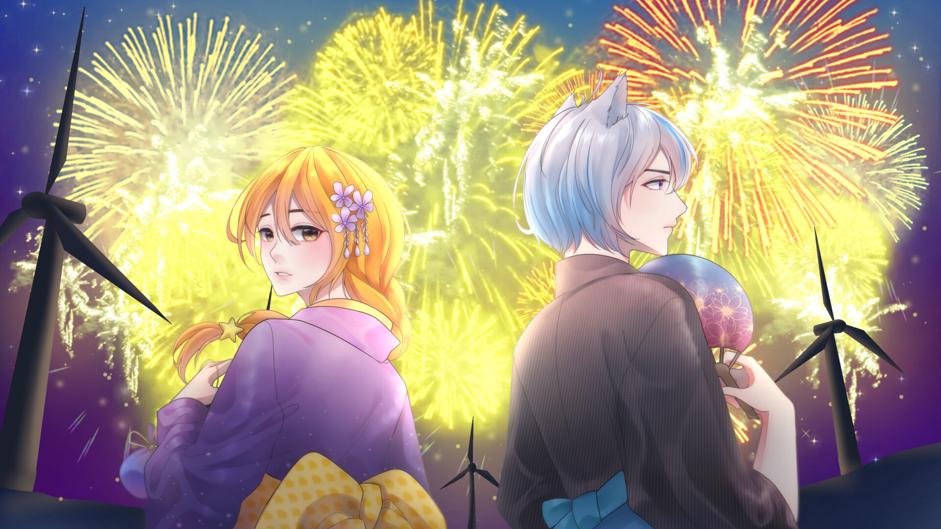 ArtStation - fireworks cover art illustration