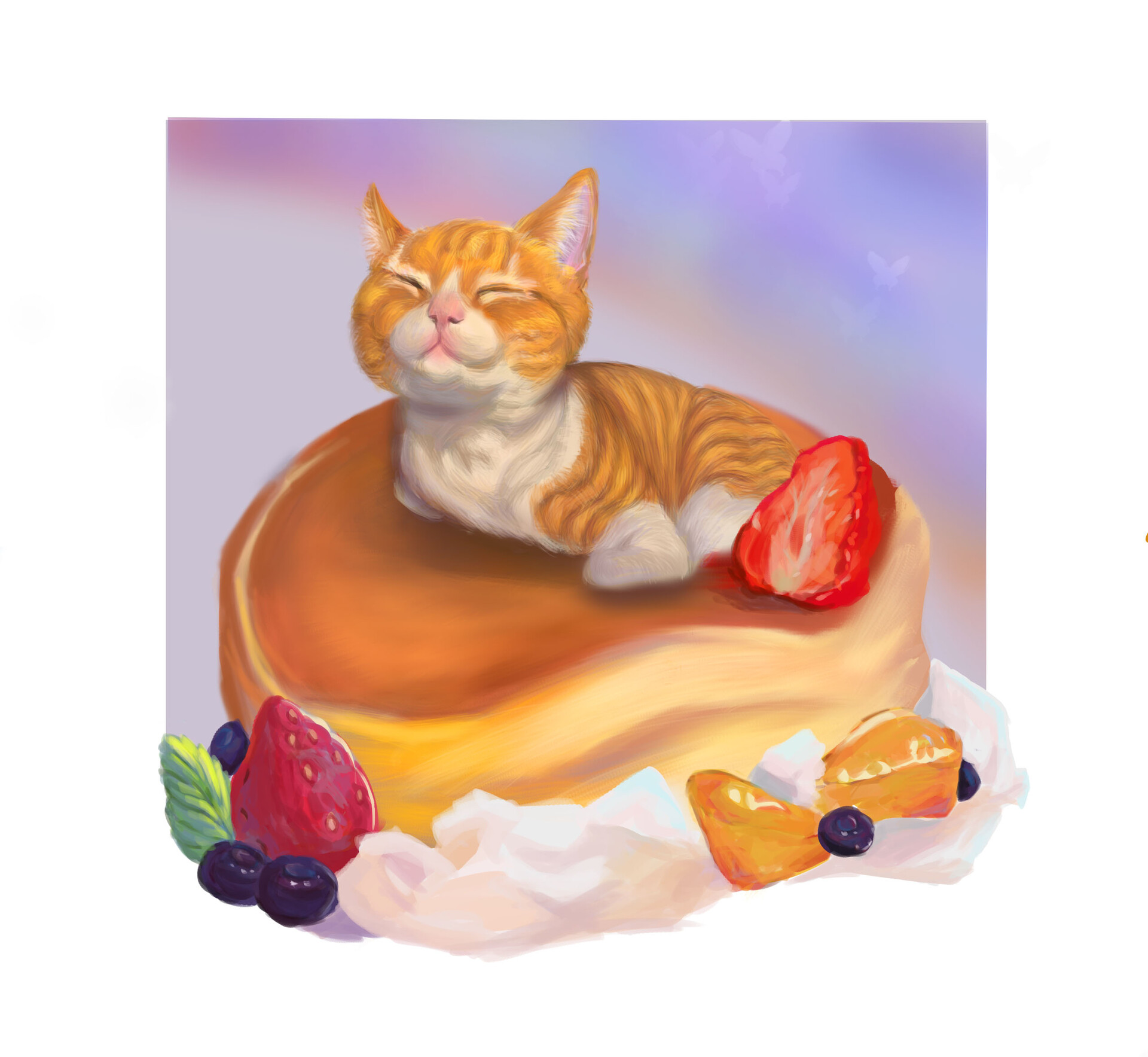Cat Eating Cake Drawing