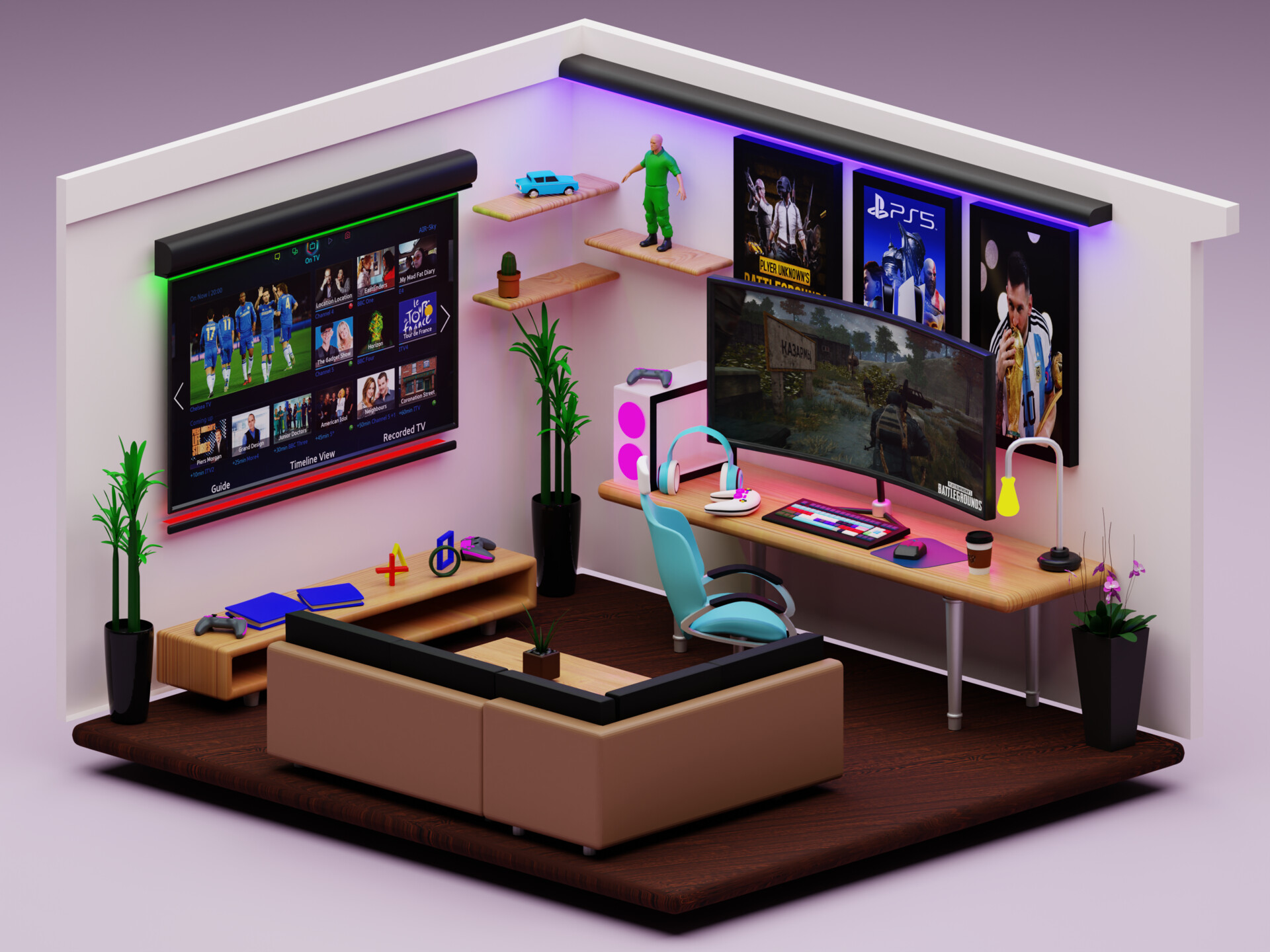 ArtStation - Game Room Isometry