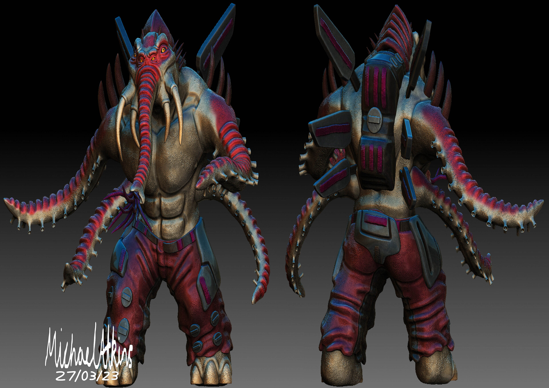 ArtStation - Michael Atkins 3D Elephant Alien Character Sheet