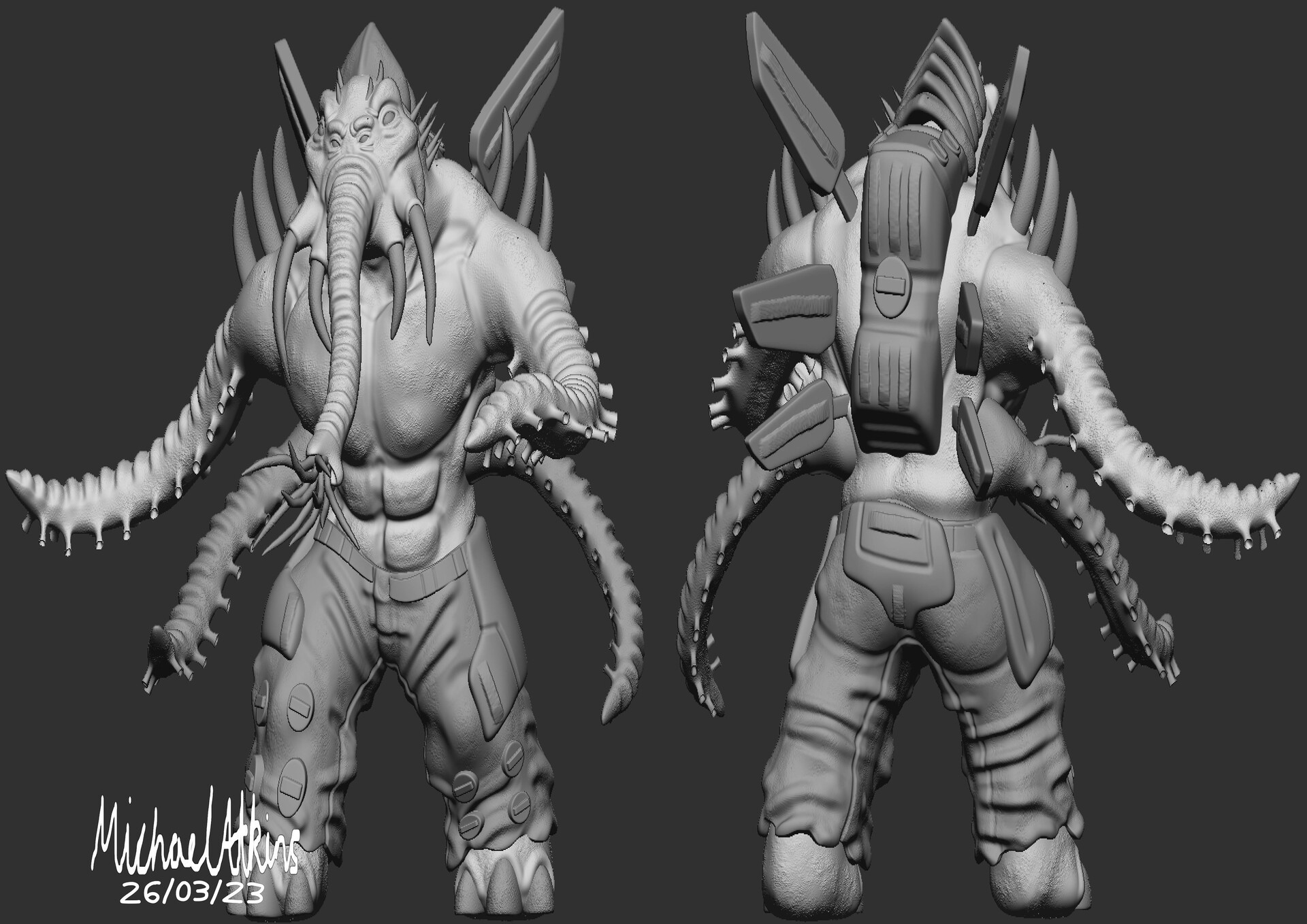 ArtStation - Michael Atkins 3D Elephant Alien Character Sheet AO