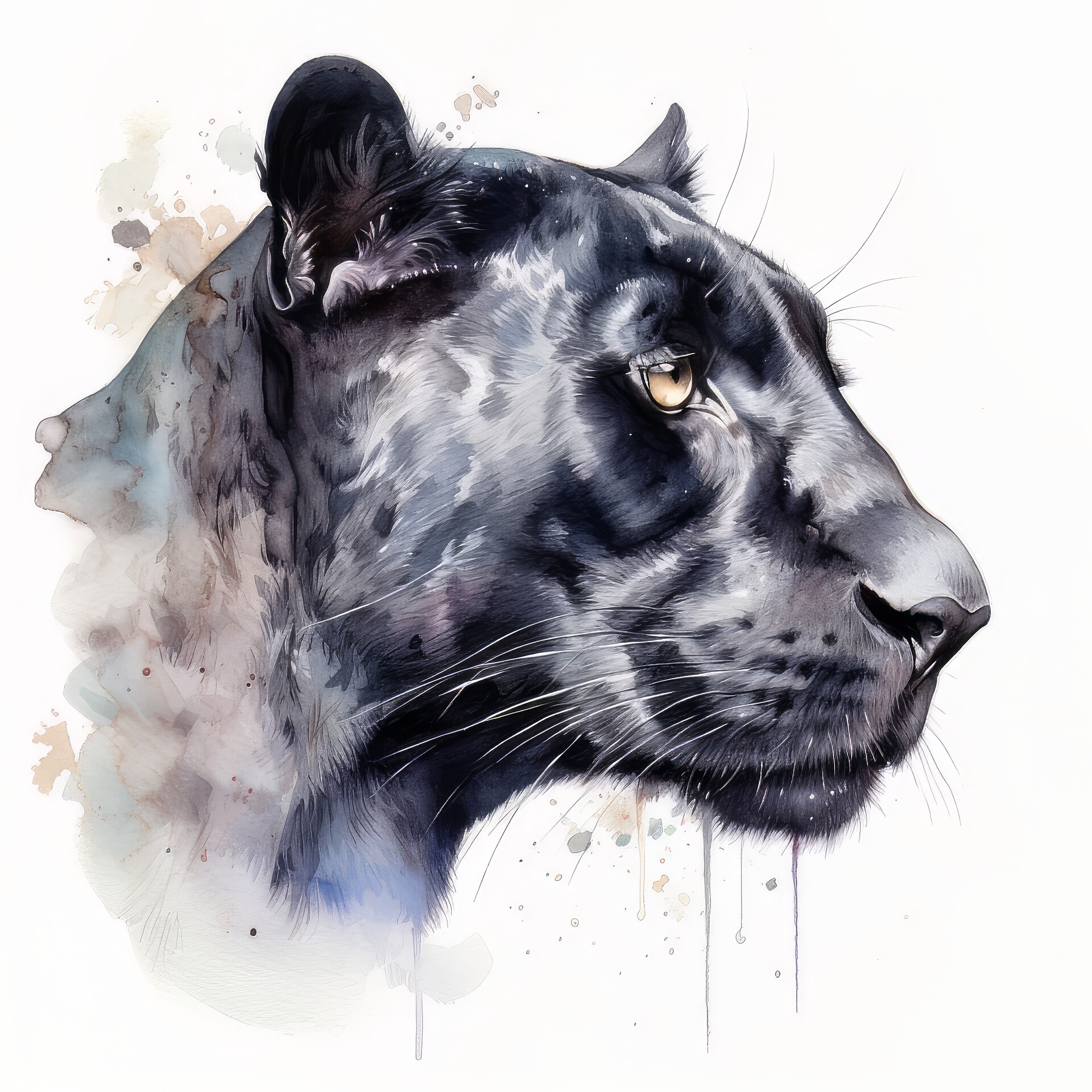 ArtStation - Panther Animal Portrait Watercolor Painting