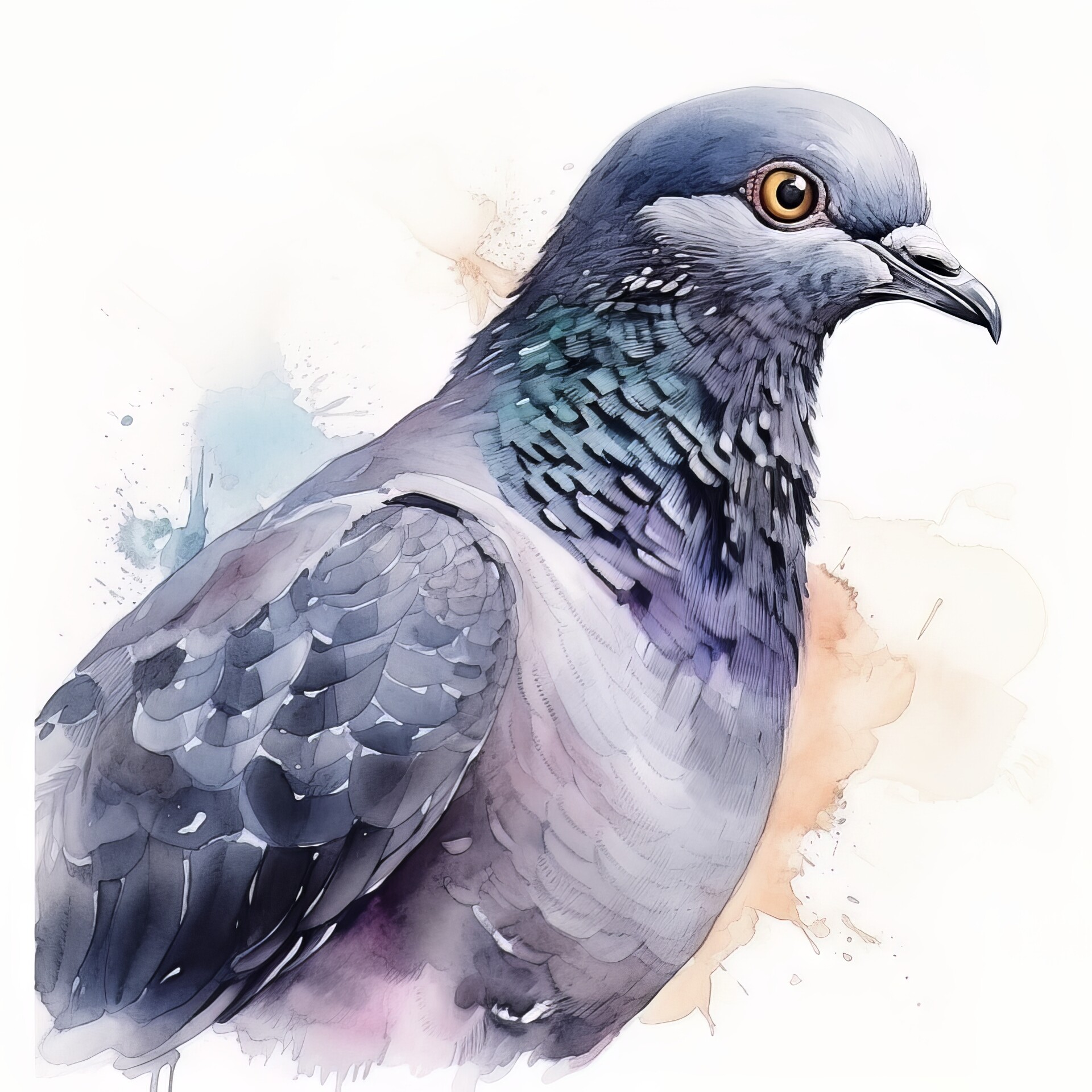 Francois Ringuette - Pigeon Animal Portrait Watercolor Painting