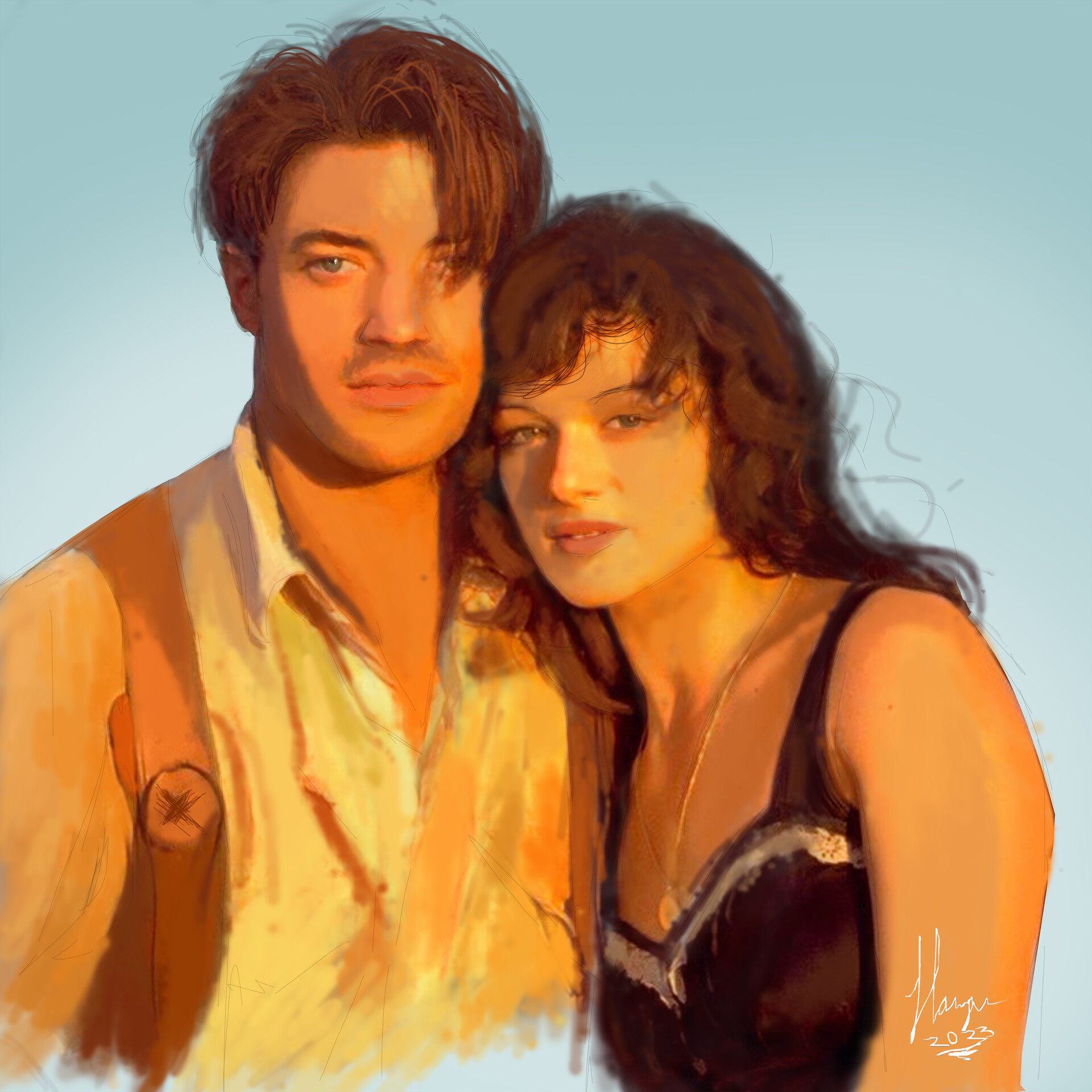 ArtStation - hello friends! i finished my Brendan Fraser illustration!