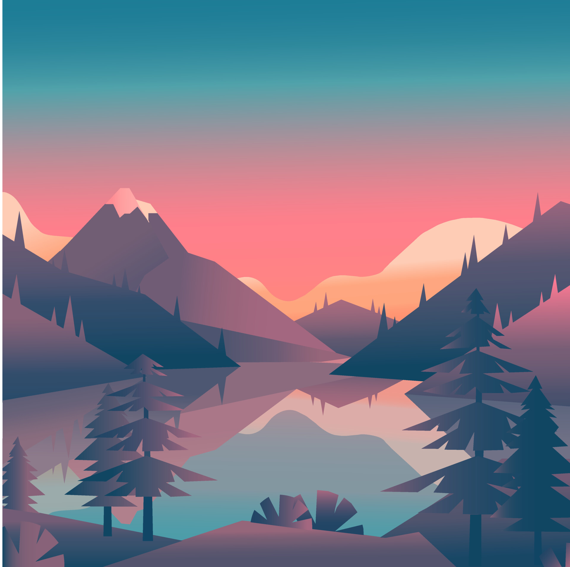ArtStation - Mountain Lake Sunset Landscape First Person View