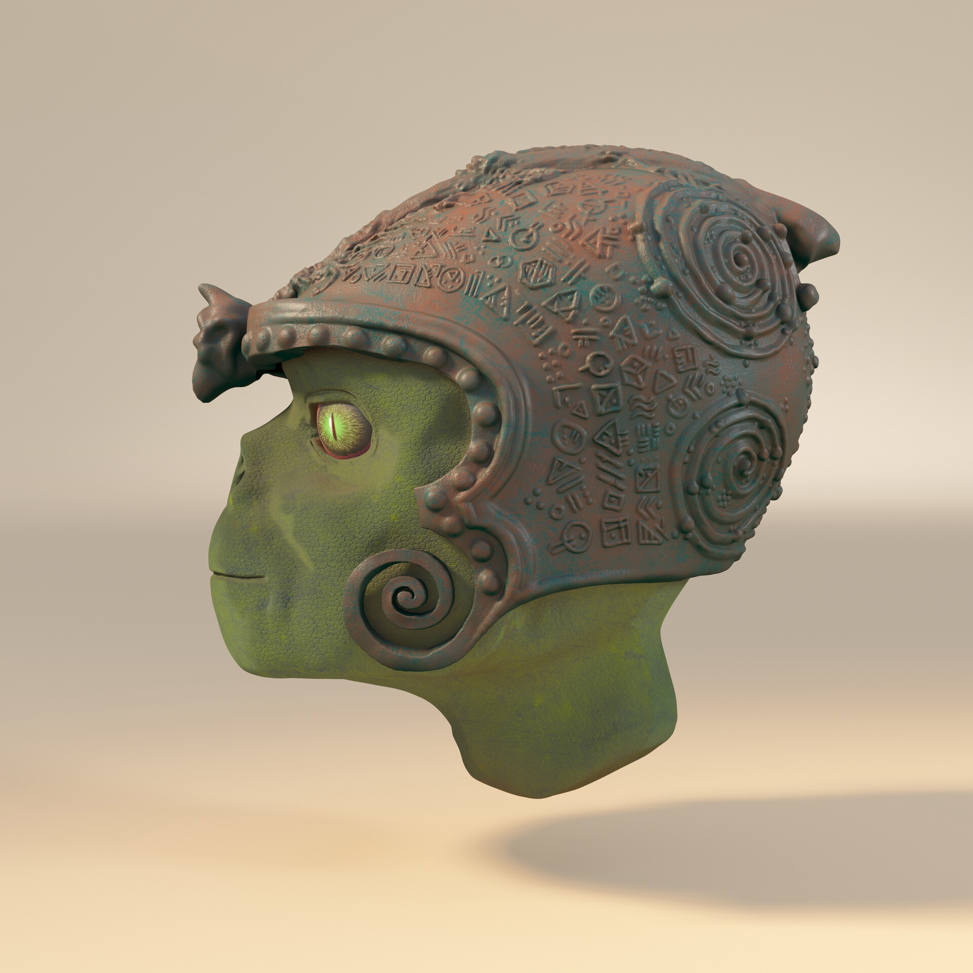 ArtStation - Concept. The head of an alien warrior.