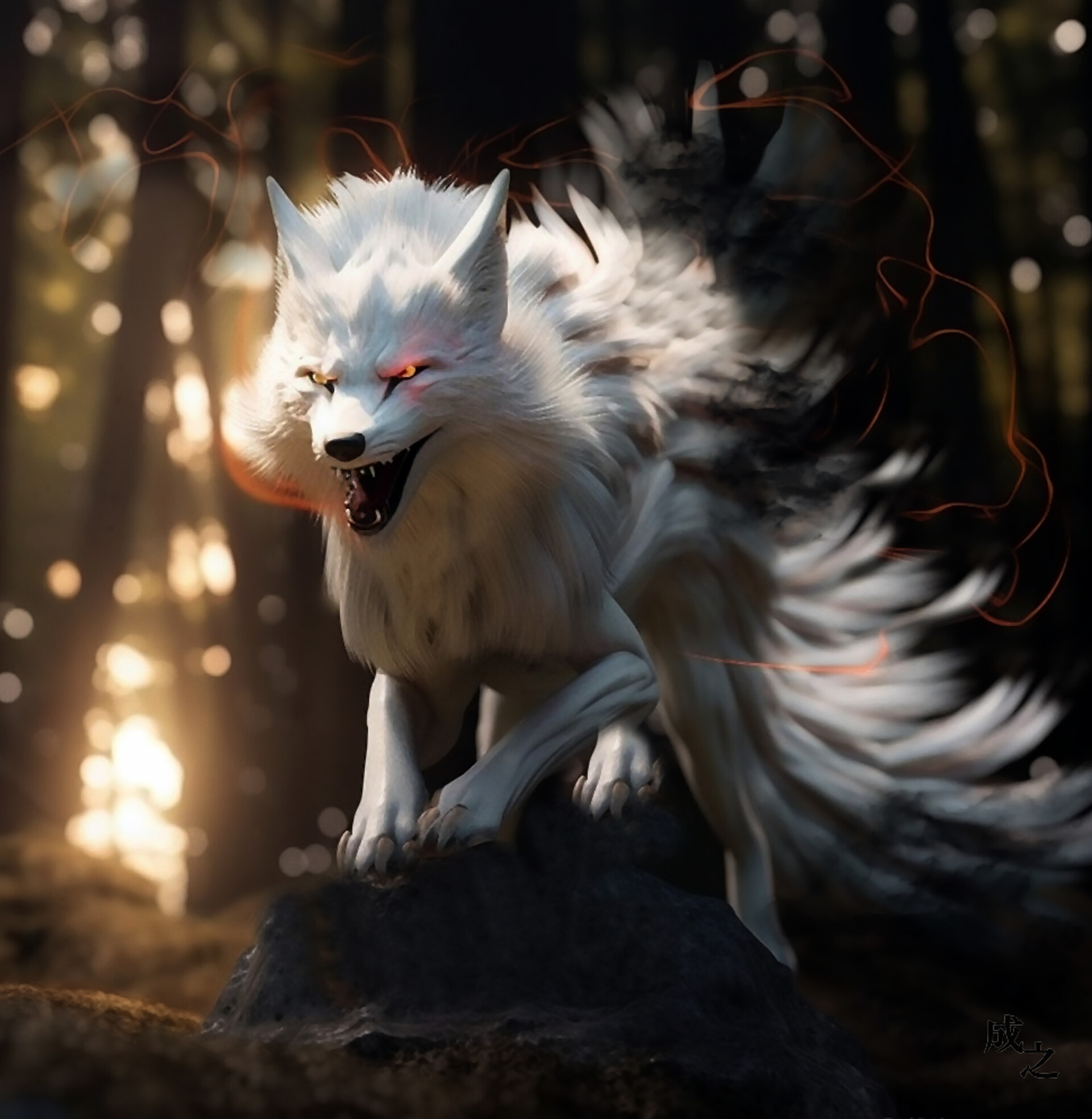 White Nine Tailed Fox