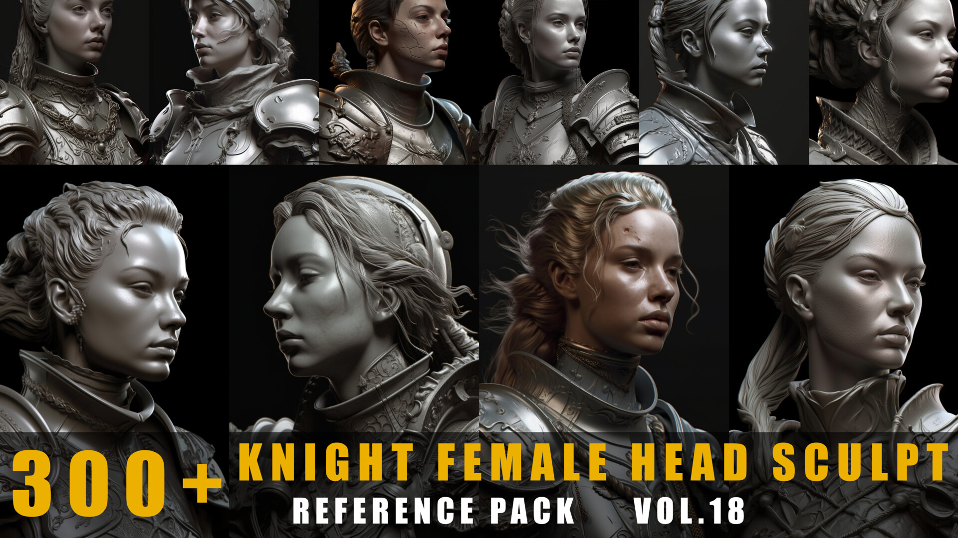 WaterLaw's Studio - 300+ Knight Female Head Sculpt - References Pack Vol.18