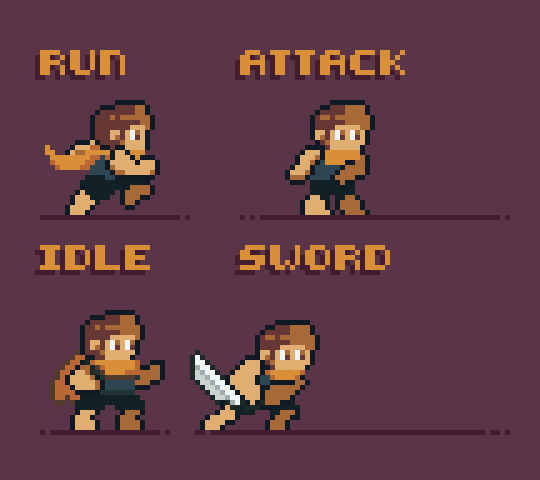 pixel art sword attack animation
