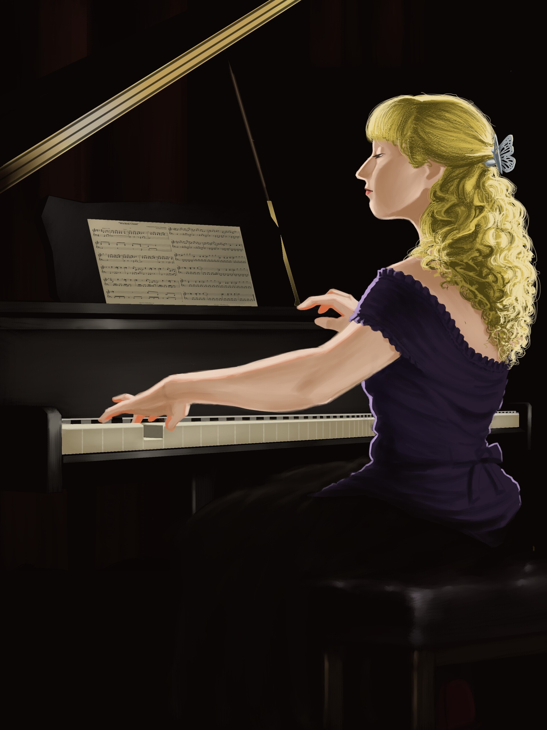 ArtStation - A painting of a pianist/musician that I listen to!
