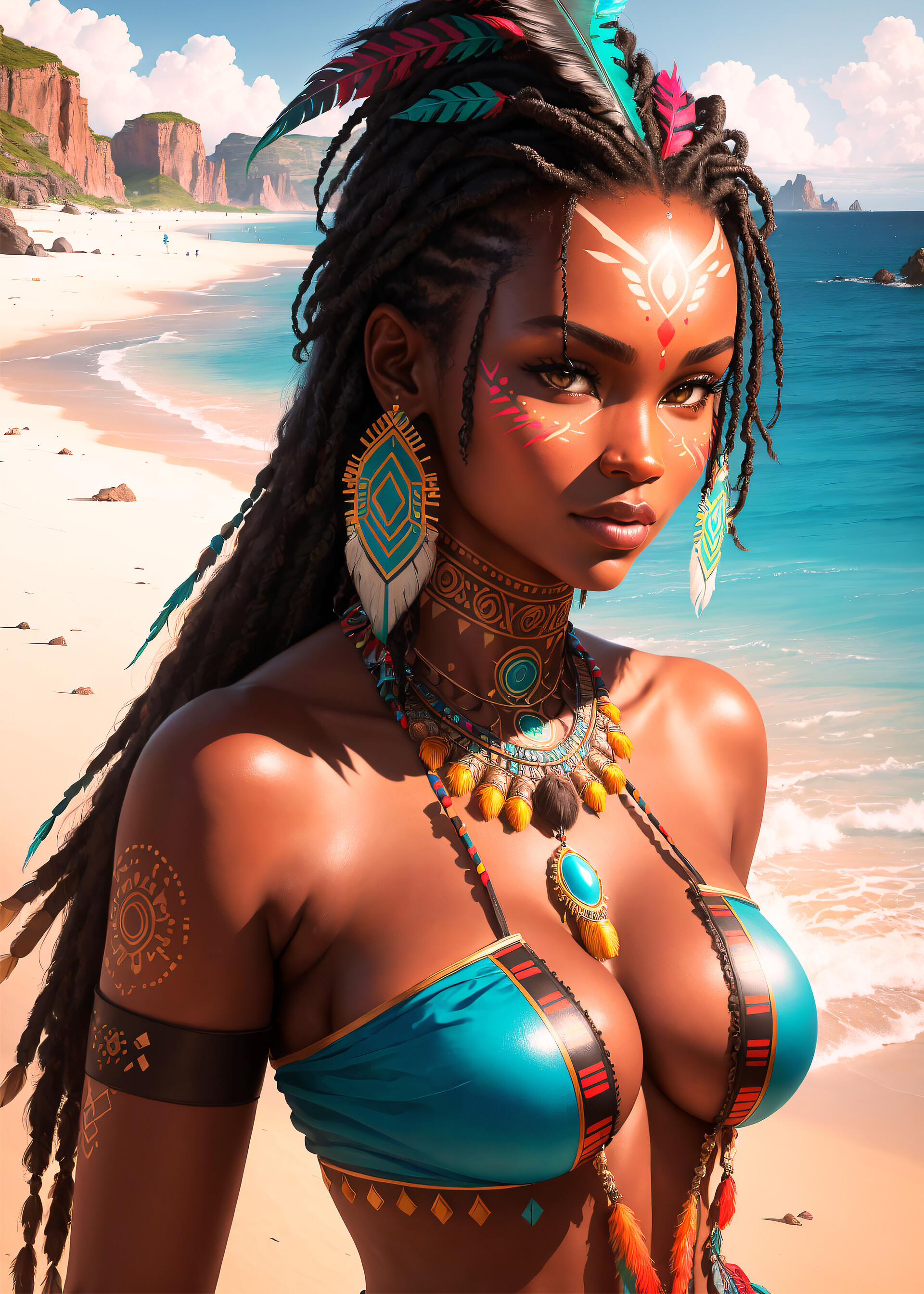 Artstation Nubian Woman On Beach
