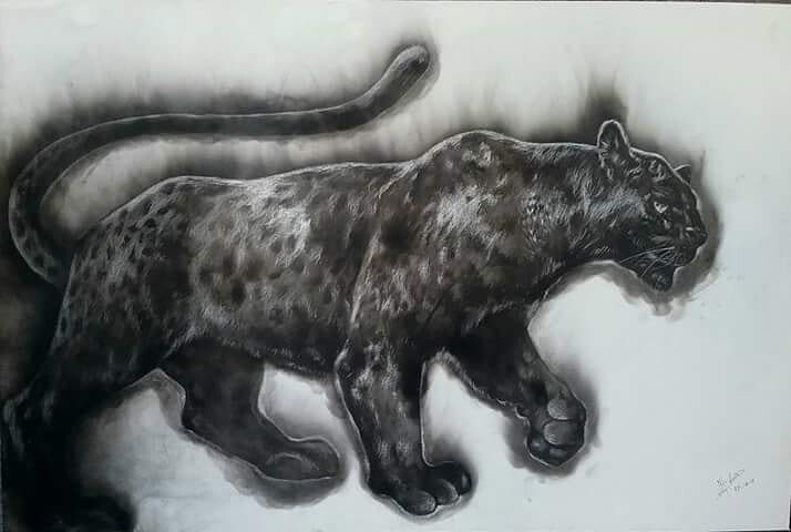 ArtStation - Black Panther - Fire on Canvas