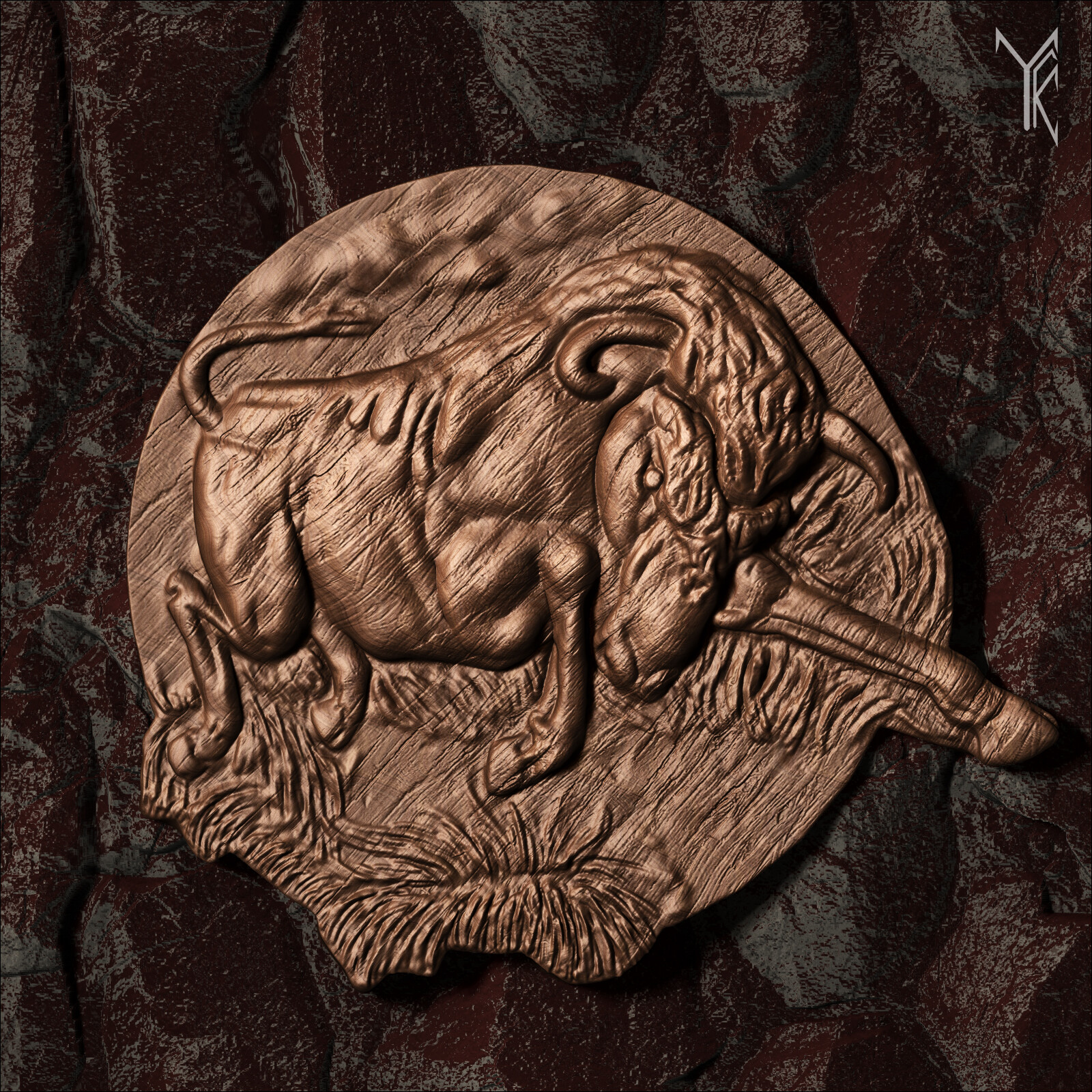 ArtStation - Bull bas-relief