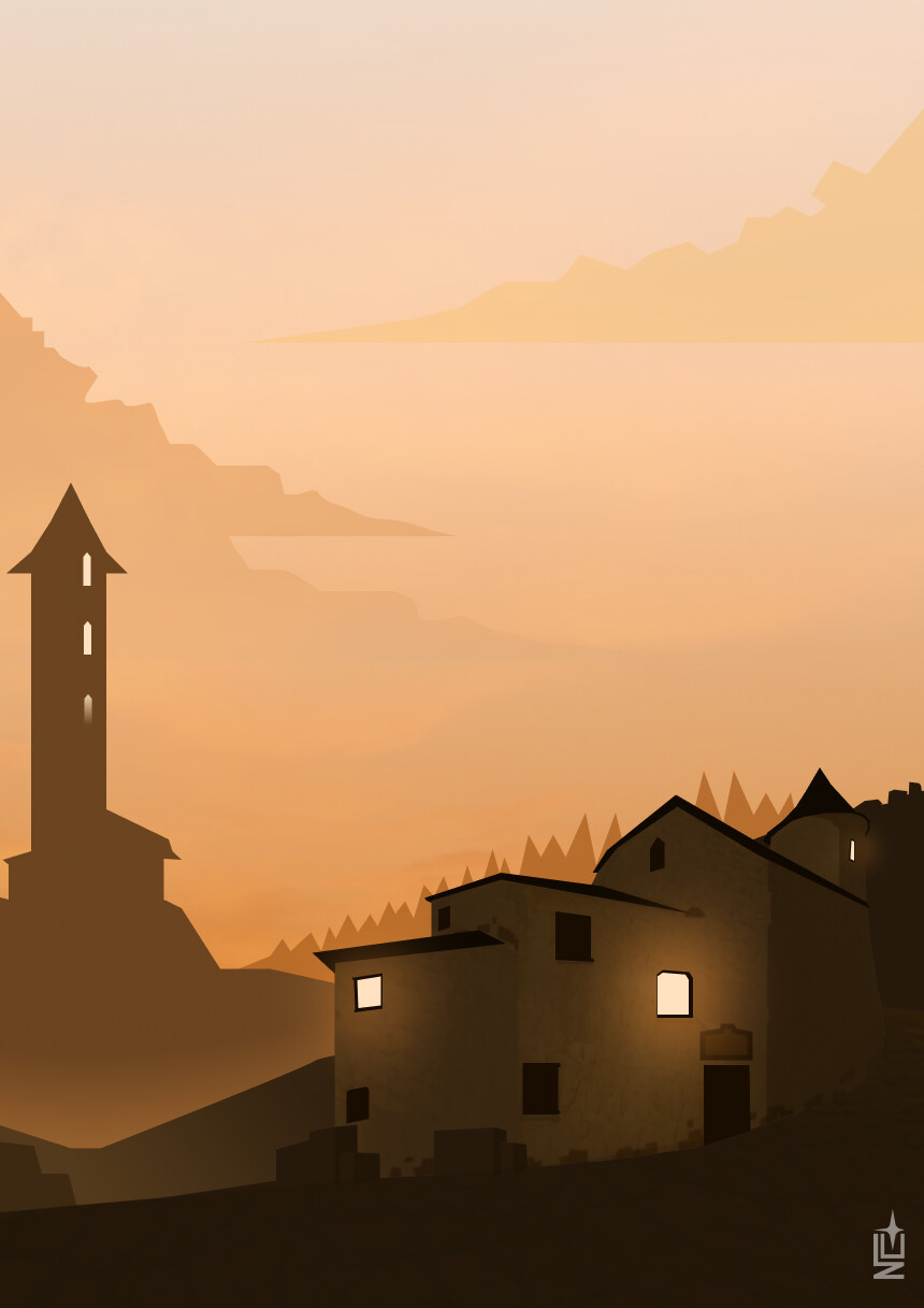ArtStation - "A Taverna" A4 Poster ( Dusk / Night )