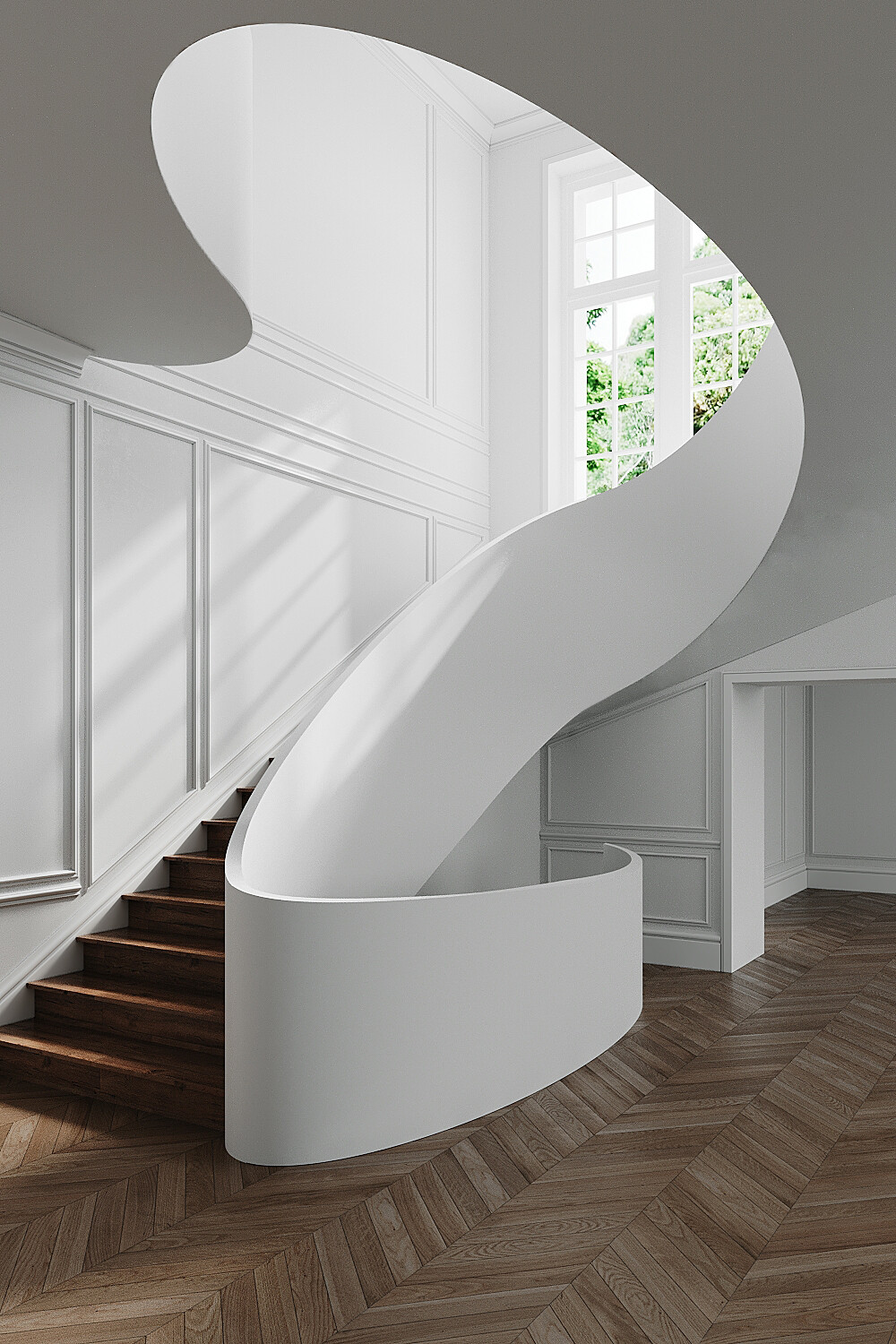 ArtStation - Visualization of stairs project background for publishing ...