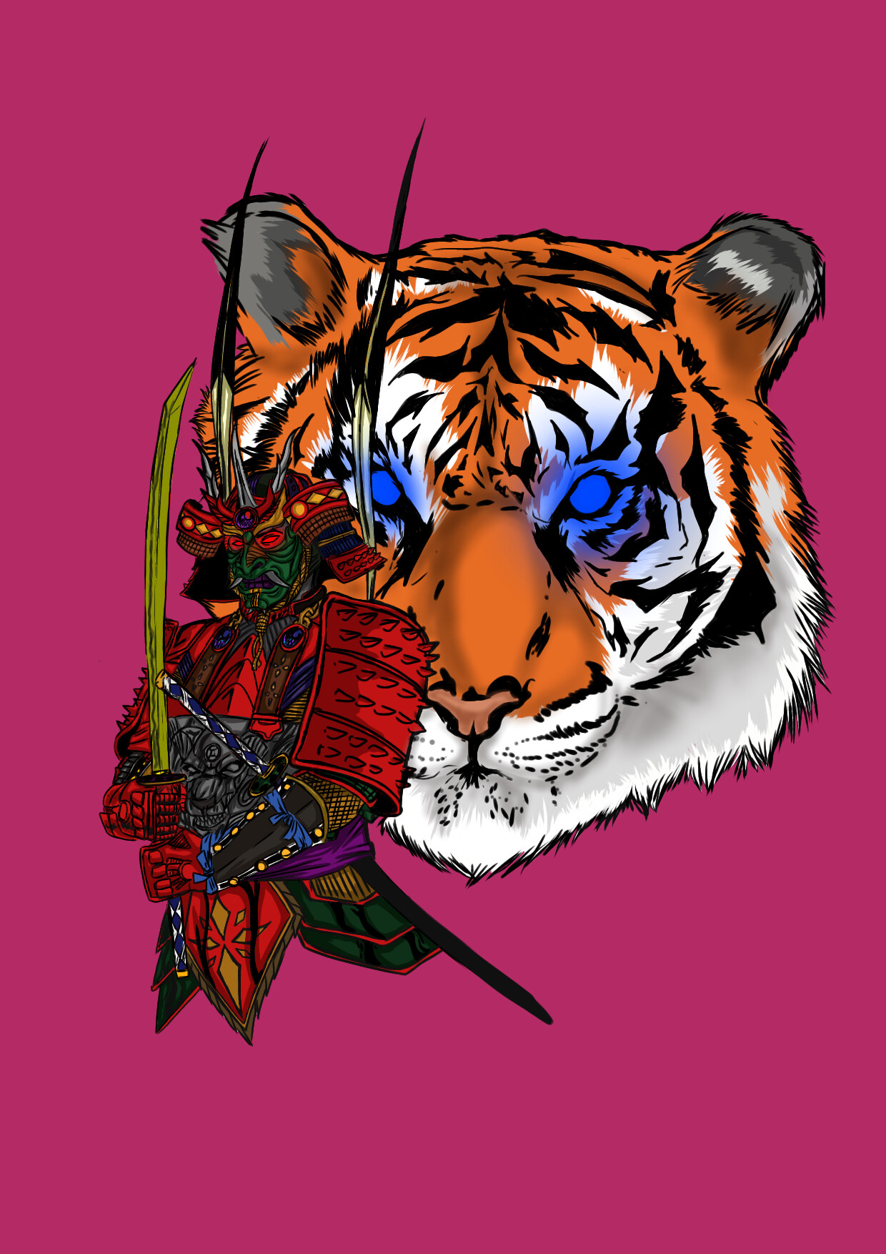 ArtStation - samurai tiger growl