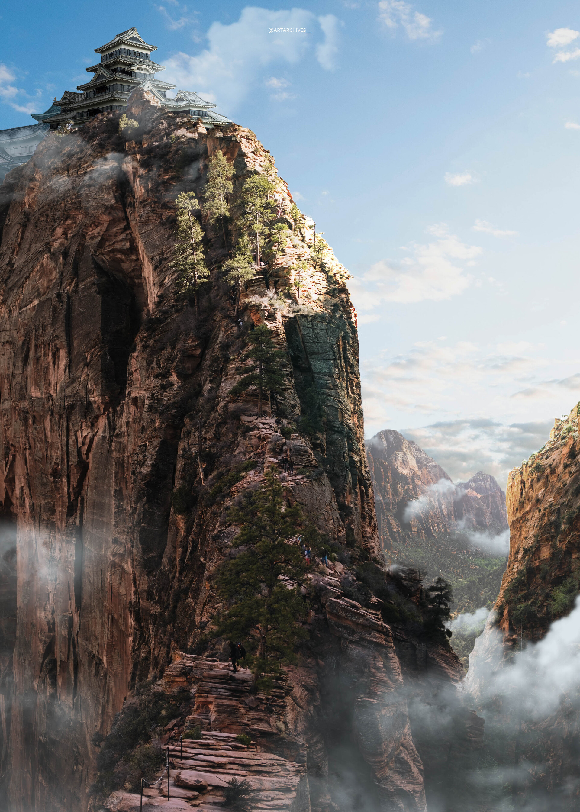 ArtStation - Cloudy Mountain Buildings