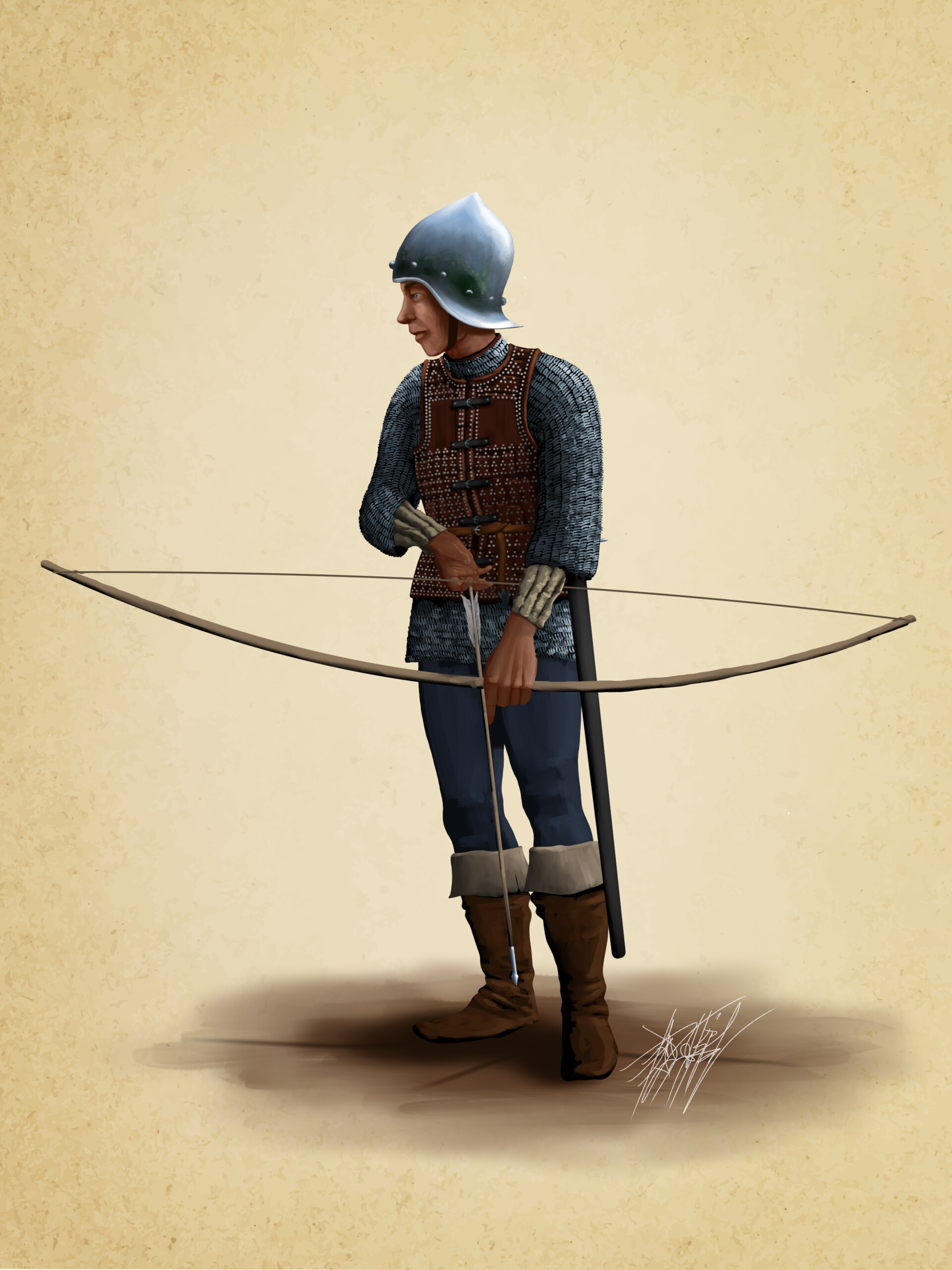 ArtStation - Late 15th cent. English Retinue Longbowman