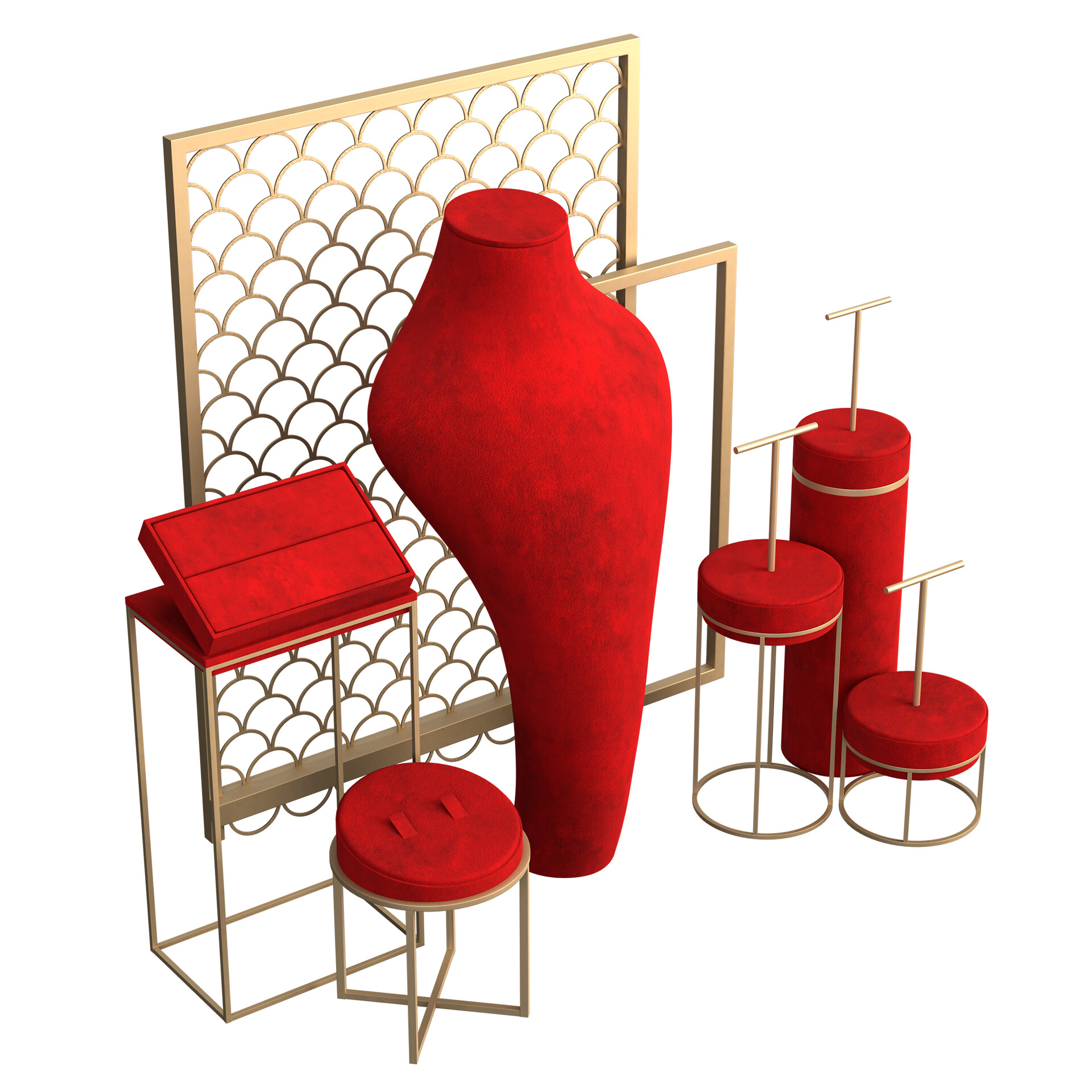 ArtStation - Monicadisplaystudio Red Velvet Jewelry Stand Vol 14