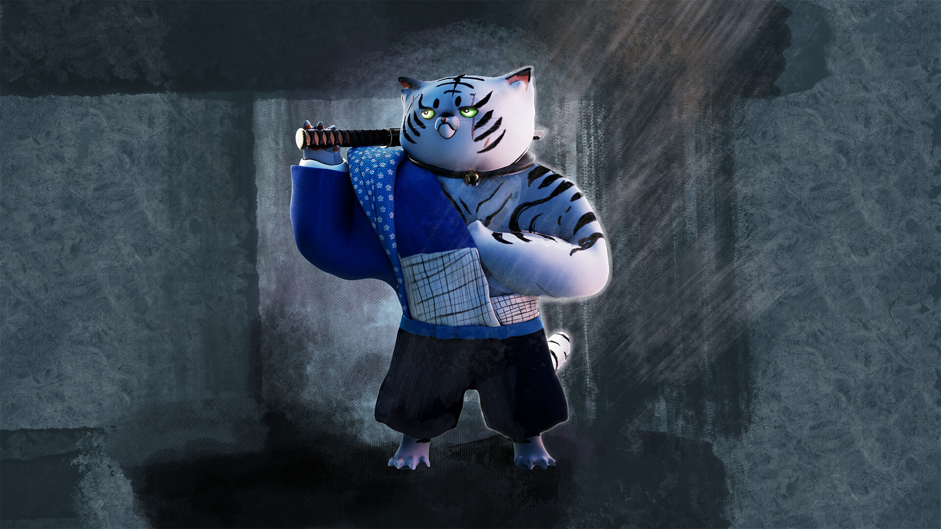 ArtStation - Grumpy Samurai Cat