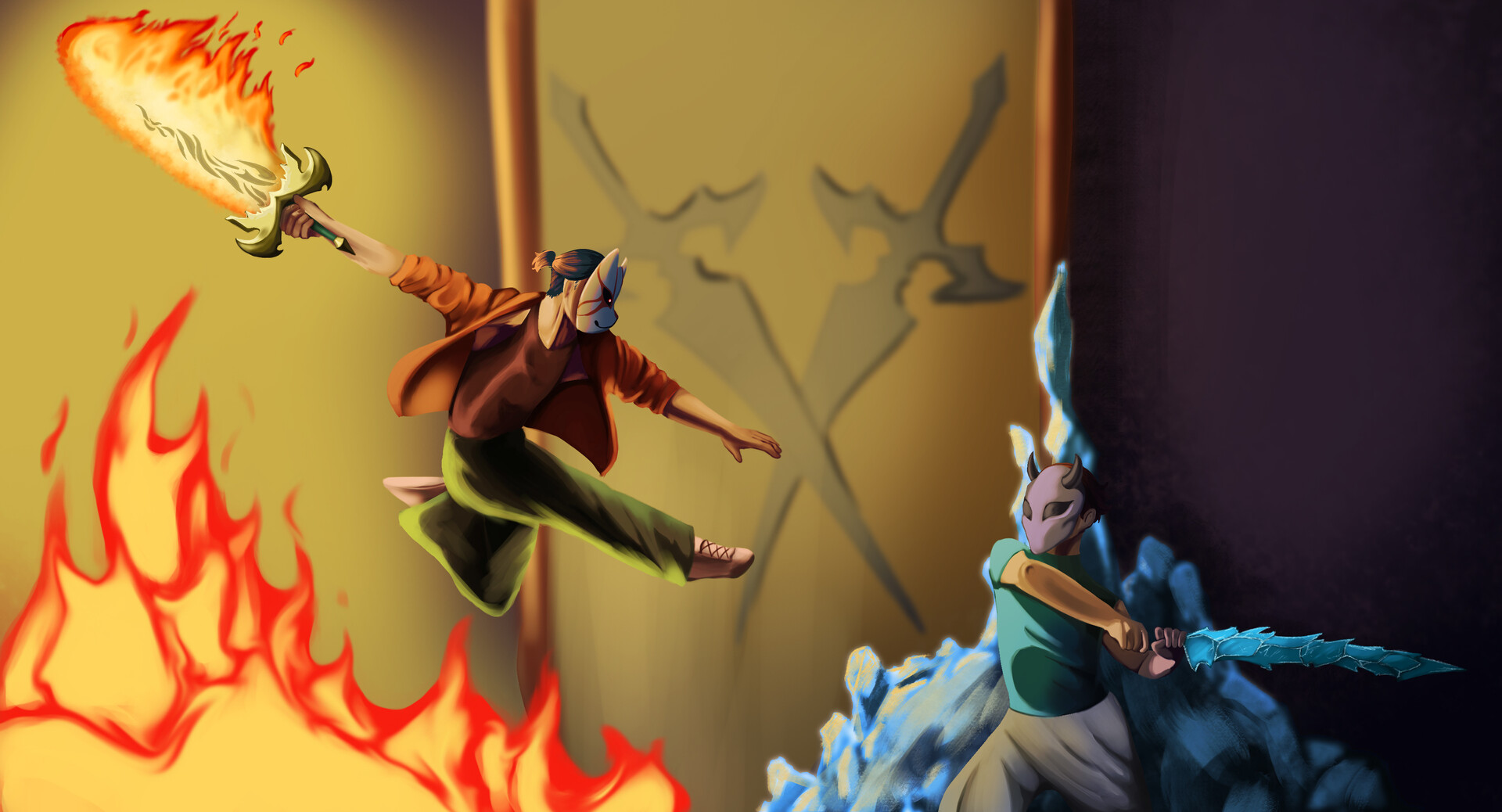 ArtStation - Fire and Ice Sword Fight